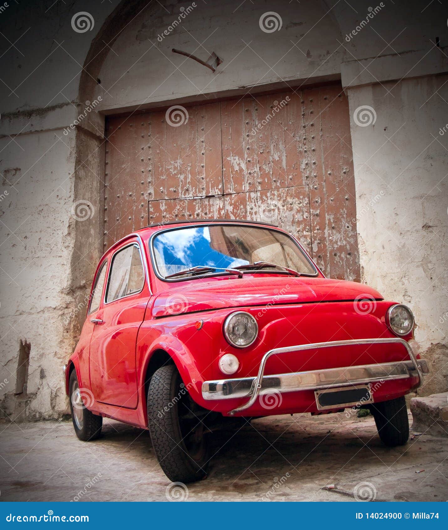 Red Classic Car. stock photo. Image of headlamp, black - 14024900