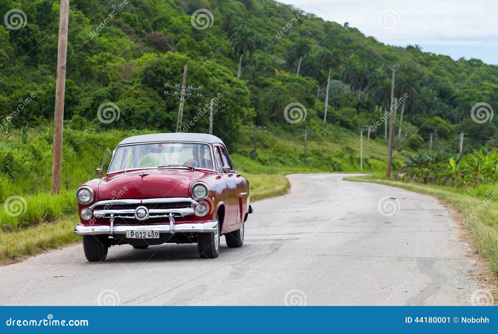 A Red Classic Car Drived on the Road Editorial Photo - Image of country ...