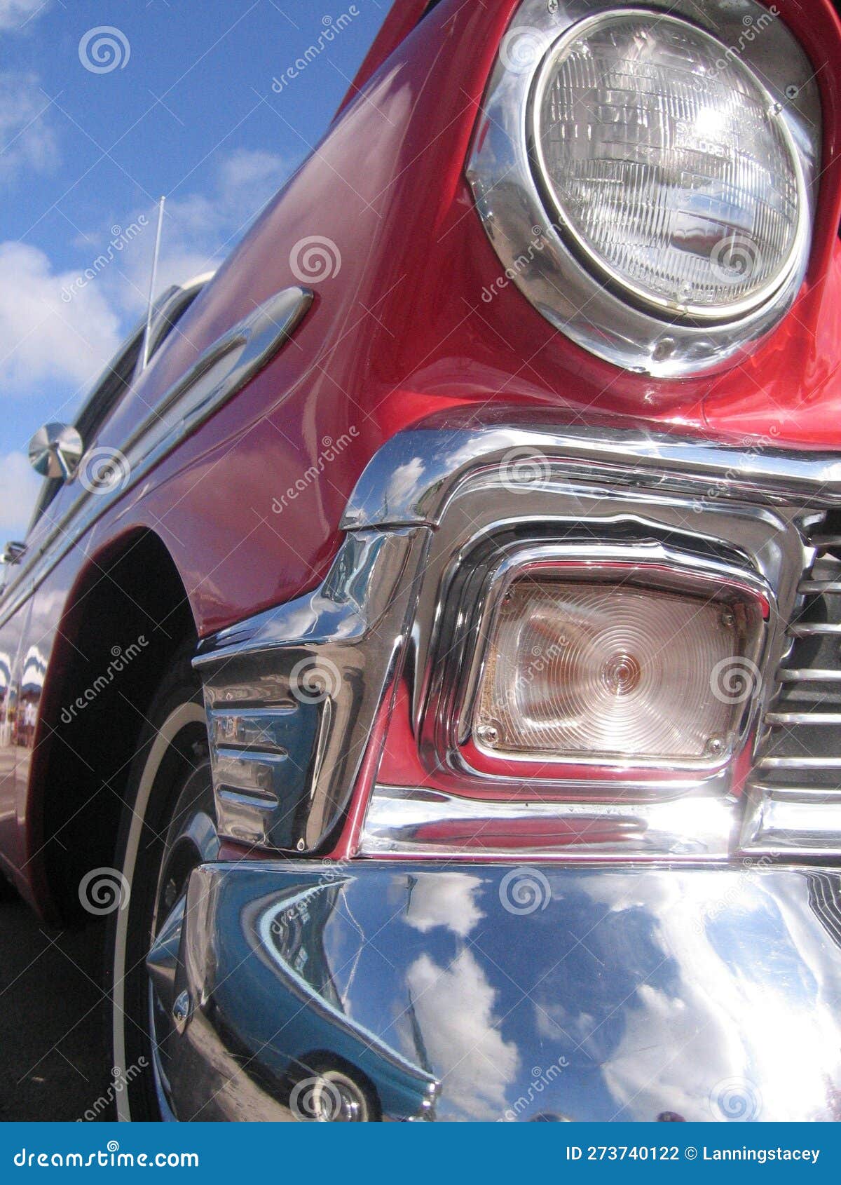 Red Classic Car Partial Front and Side View Stock Photo - Image of ...
