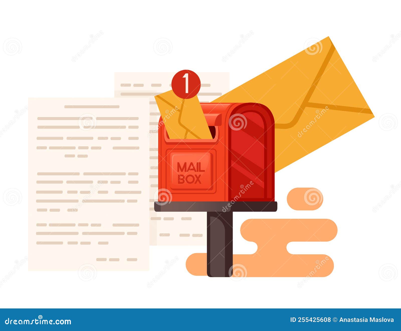 Red Classic Mailbox with Paper Envelope Delivery Concept Vector ...