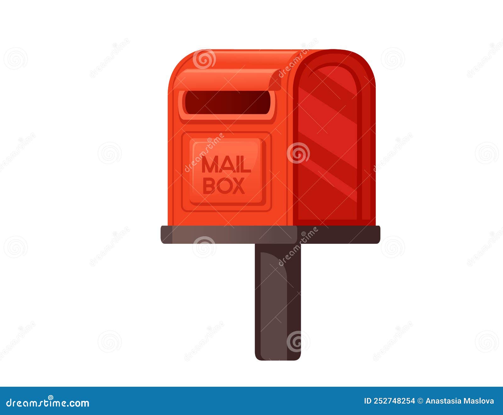 Red Classic Mailbox on Stand Vector Illustration Isolated on White ...