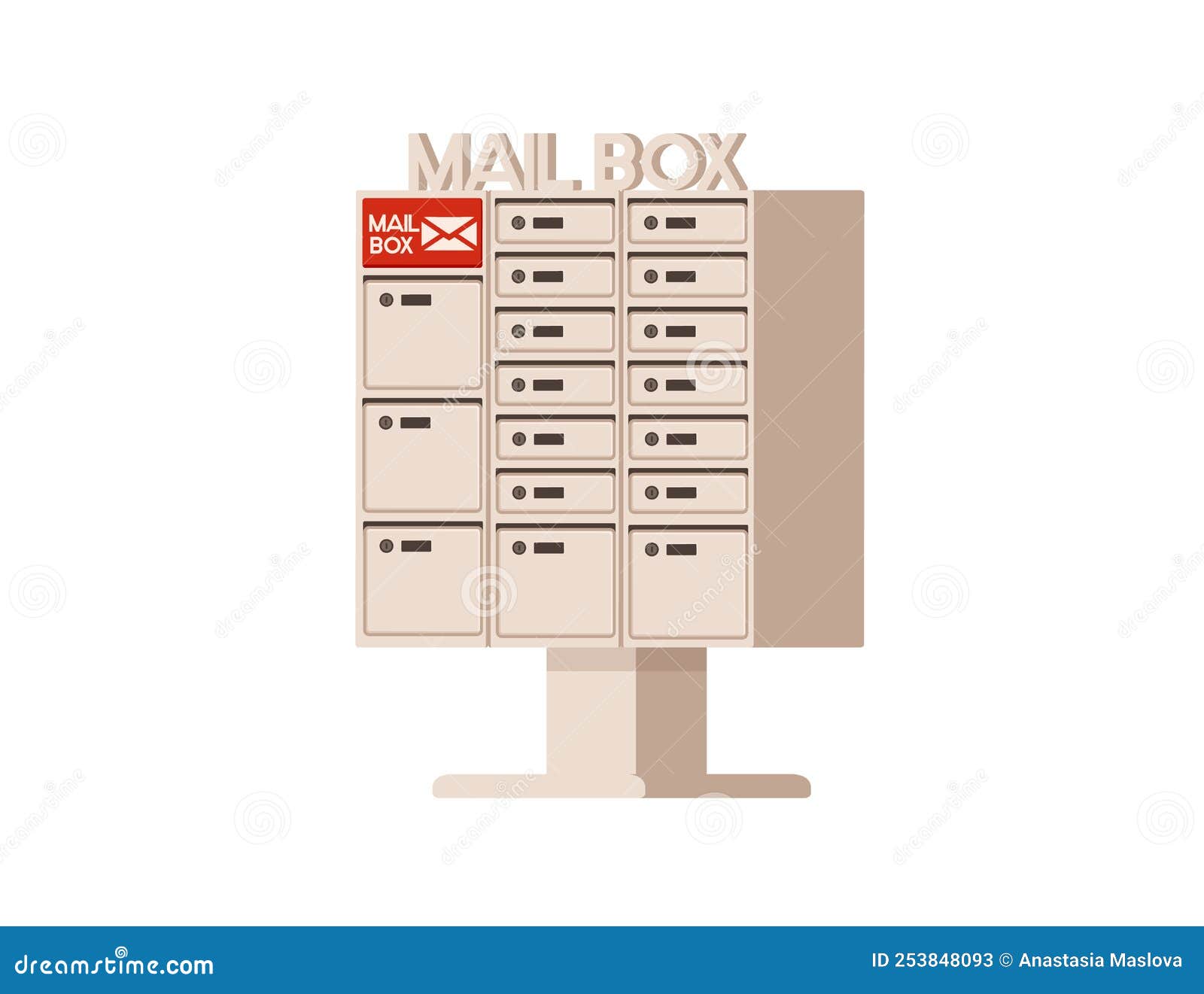 Red Classic Mailbox on Stand Vector Illustration Isolated on White ...