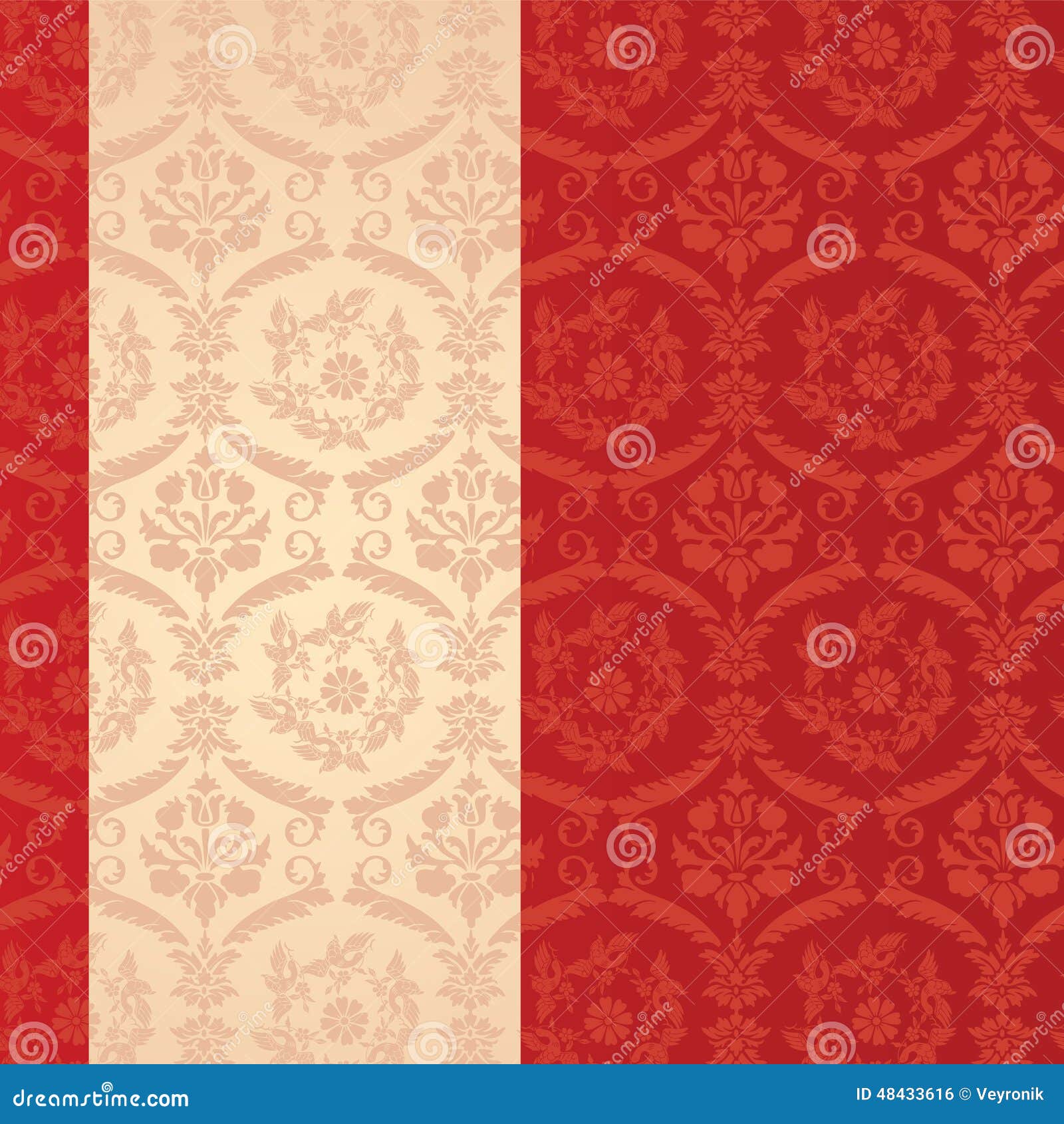 Red Classical Damask Vertical Banner Stock Vector - Illustration of ...