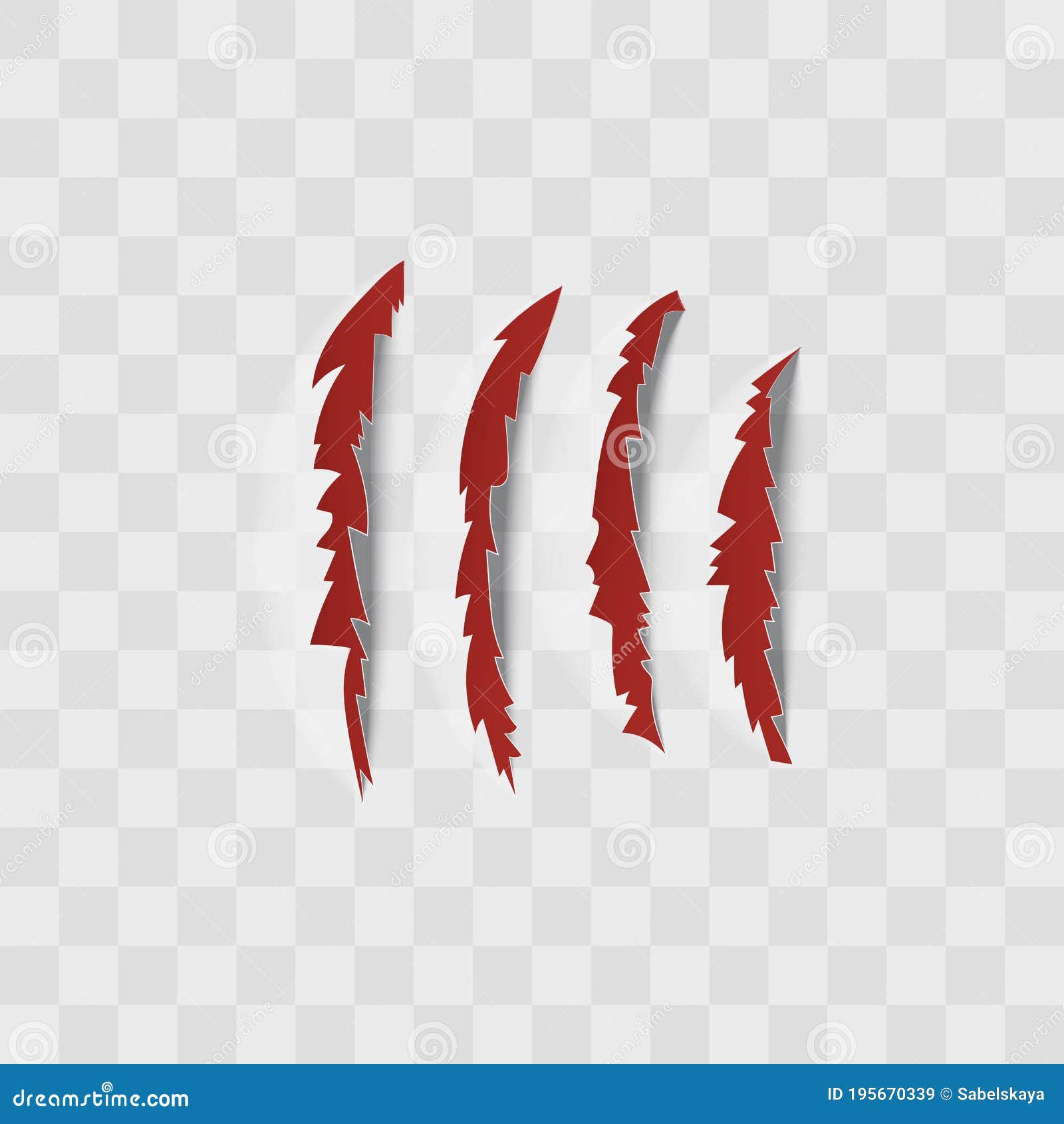 Red Claw Scratch Marks Isolated on Transparent Background. Stock Vector ...