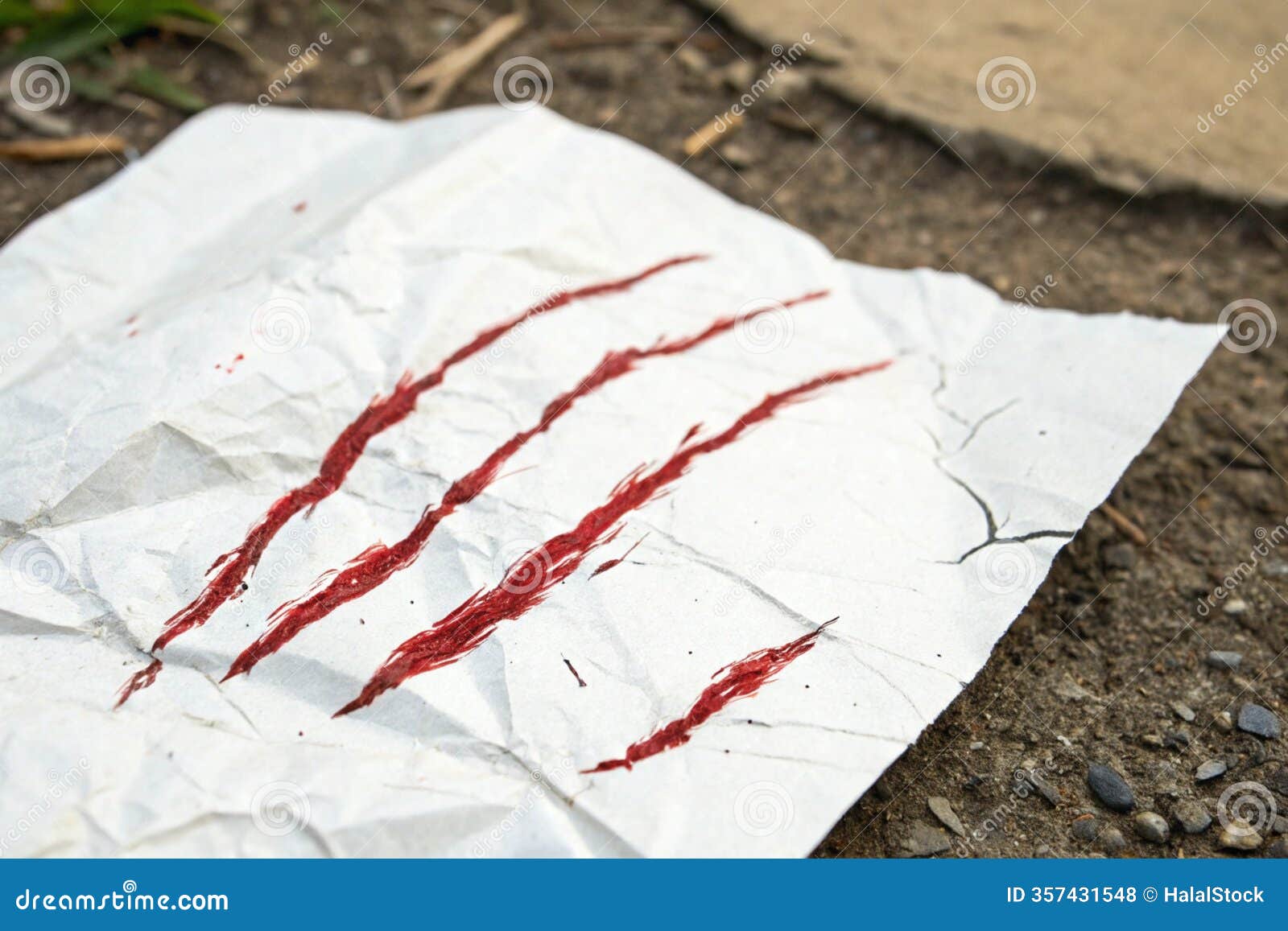 Red Claw Scratches Marks on Torn Paper Stock Illustration ...