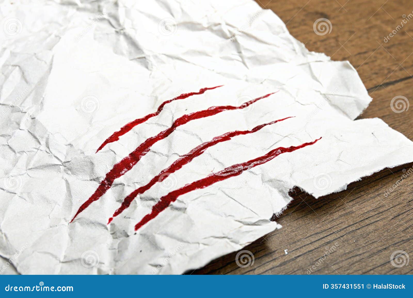 Red Claw Scratches Marks on Torn Paper Stock Illustration ...