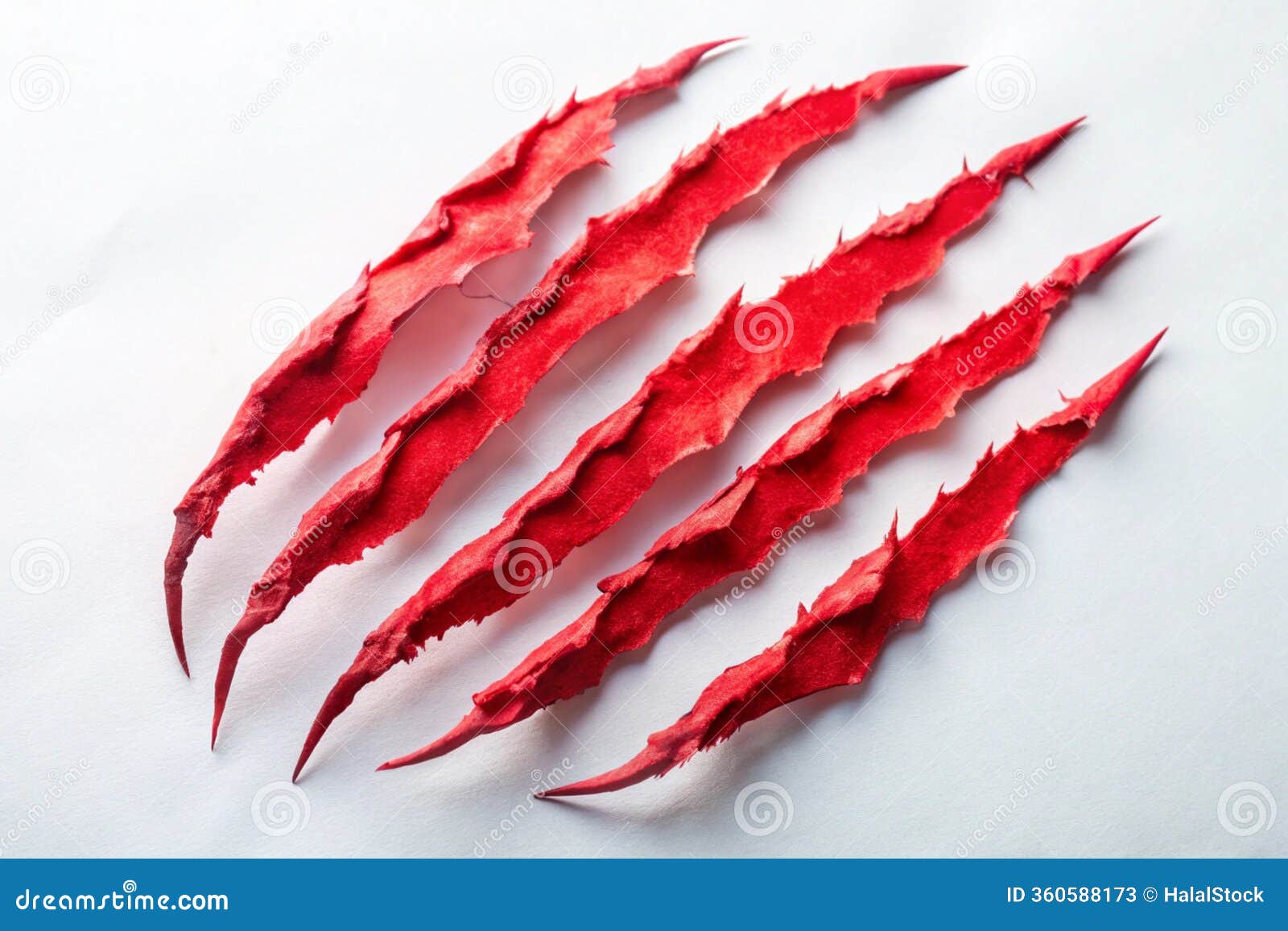 Red Claw Scratches Marks on Torn Paper Stock Illustration ...