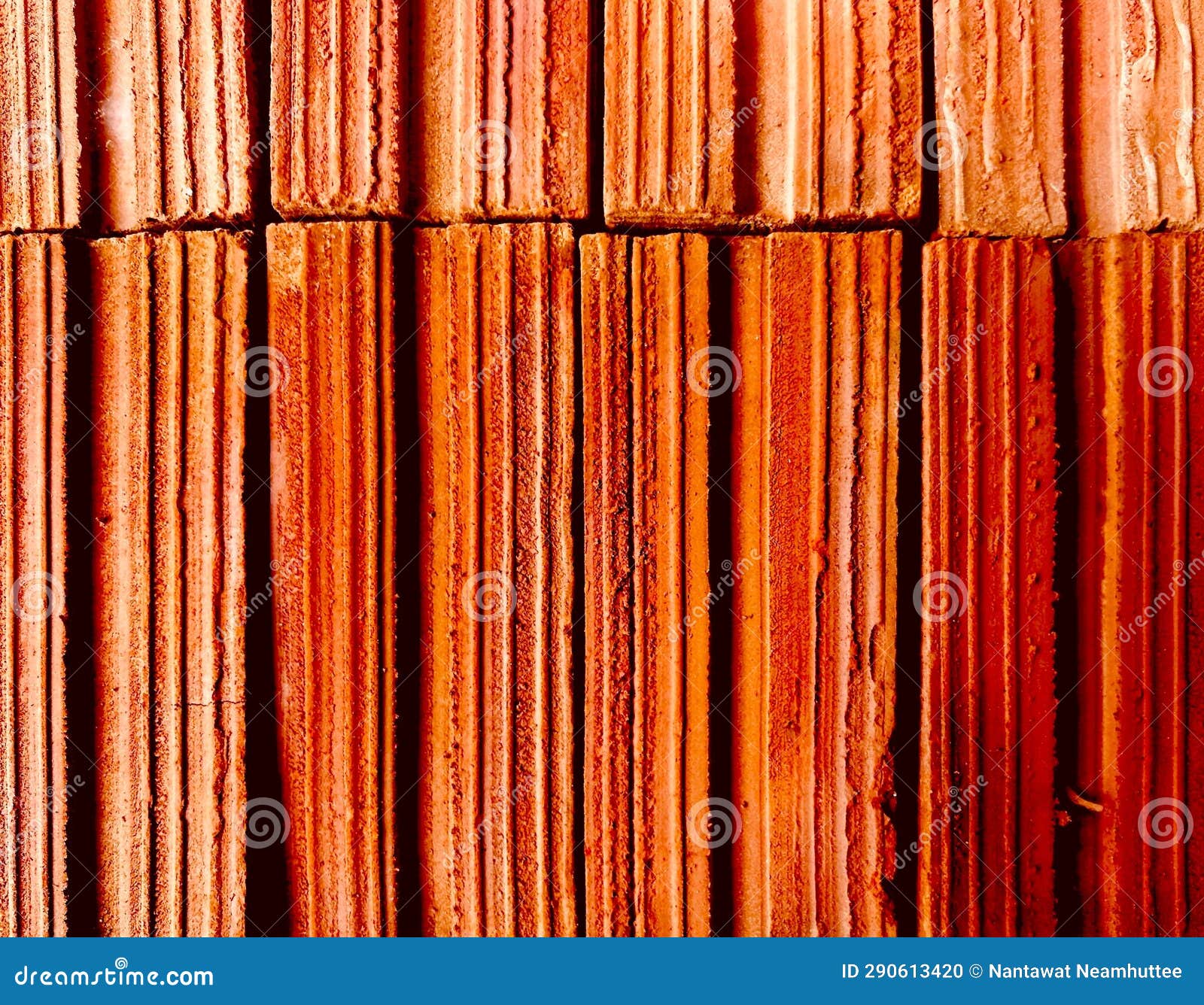 Red clay bricks stock photo. Image of clay, number, black - 290613420