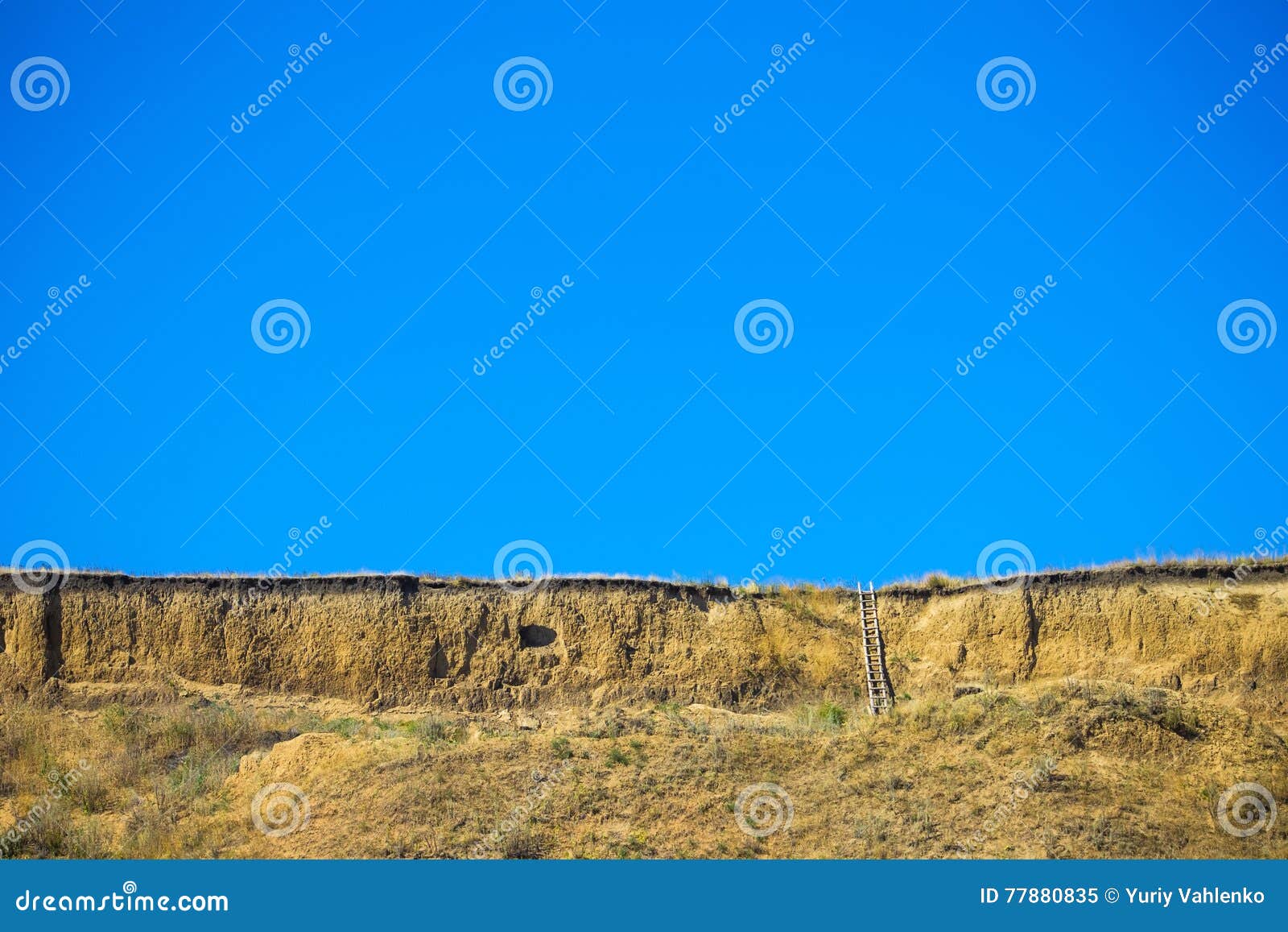 Red Clay Cliff Rock, Sky Background Stock Image - Image of scene ...