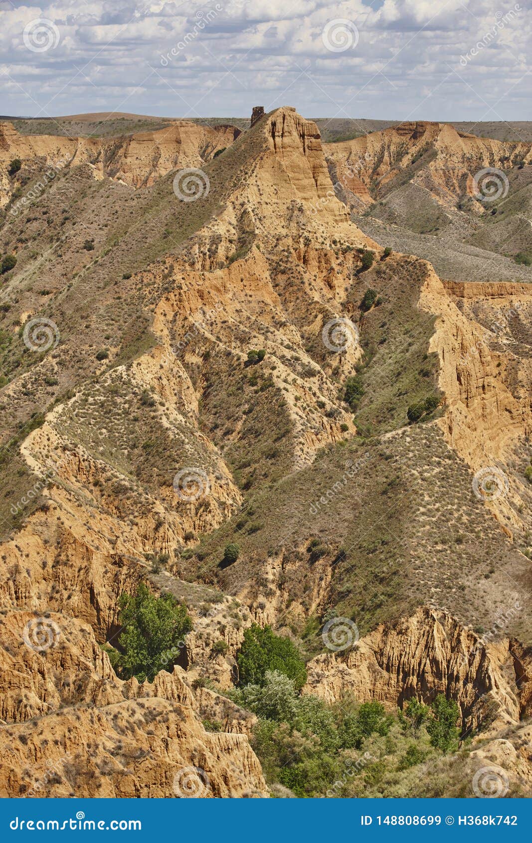 Red Clay Erosion Gully and River. Eroded Landscape. Spain Stock Image ...