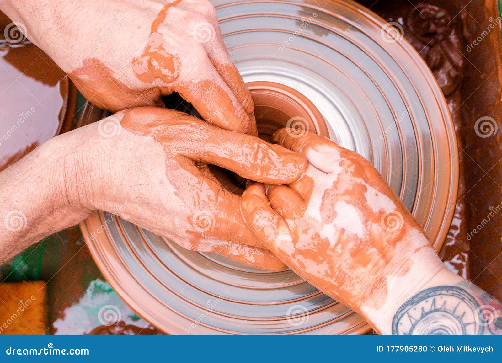 Red Clay Modeling with Hands Stock Photo - Image of creation, brown ...