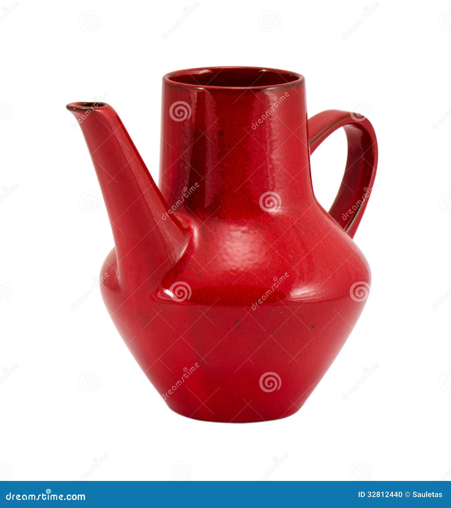 Red Clay Pitcher Handle Isolated on White Stock Photo - Image of ...