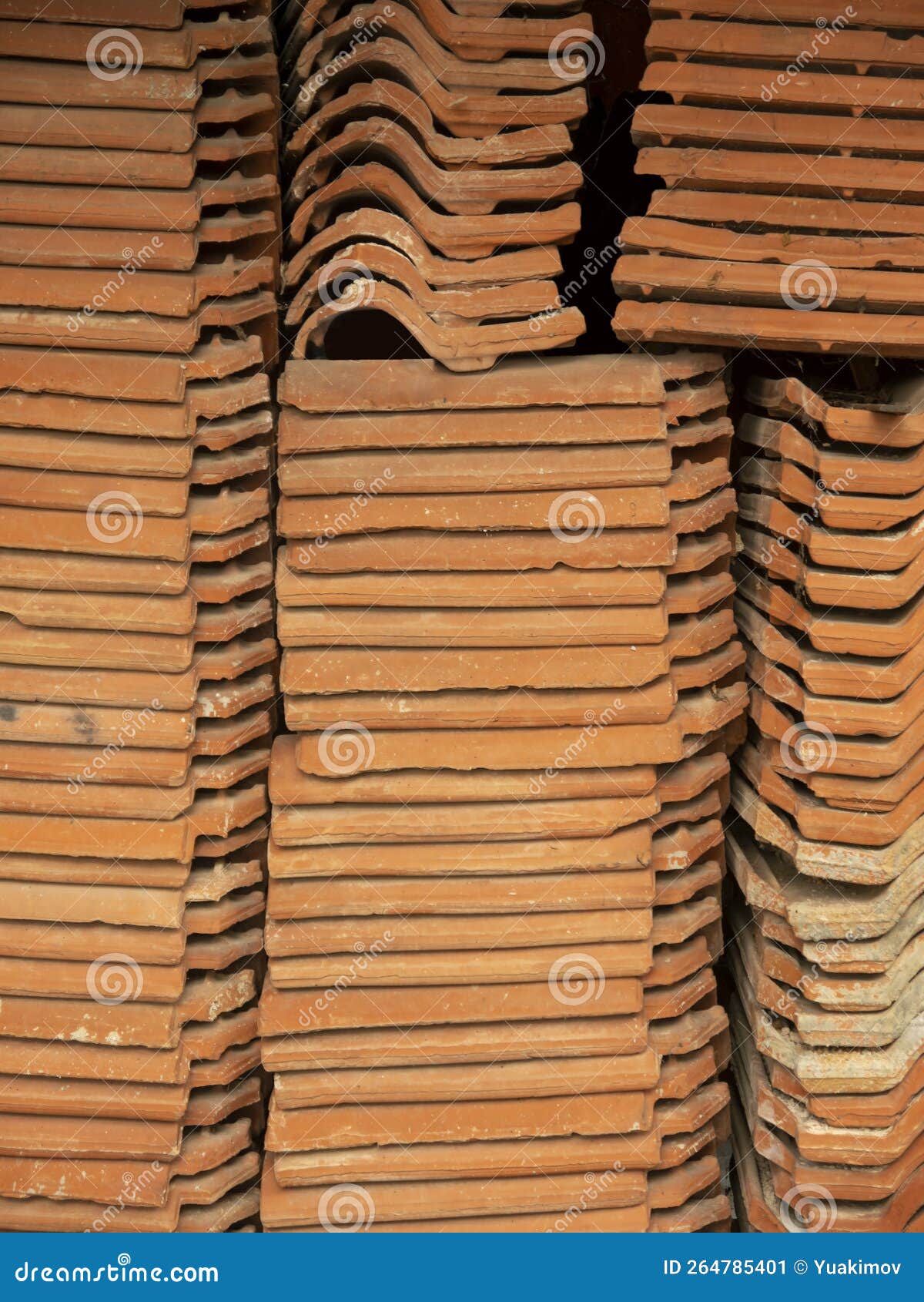 Red Clay Roof Tile Stack Side View Stock Image - Image of house ...