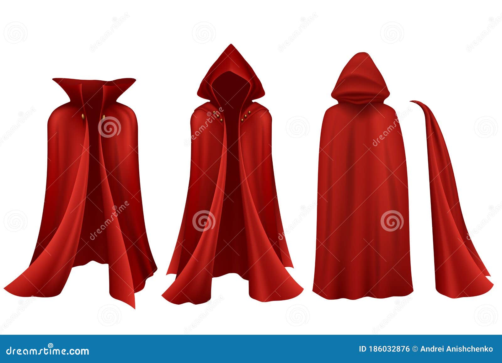 Red Cloak Set on White Background Stock Vector - Illustration of ...