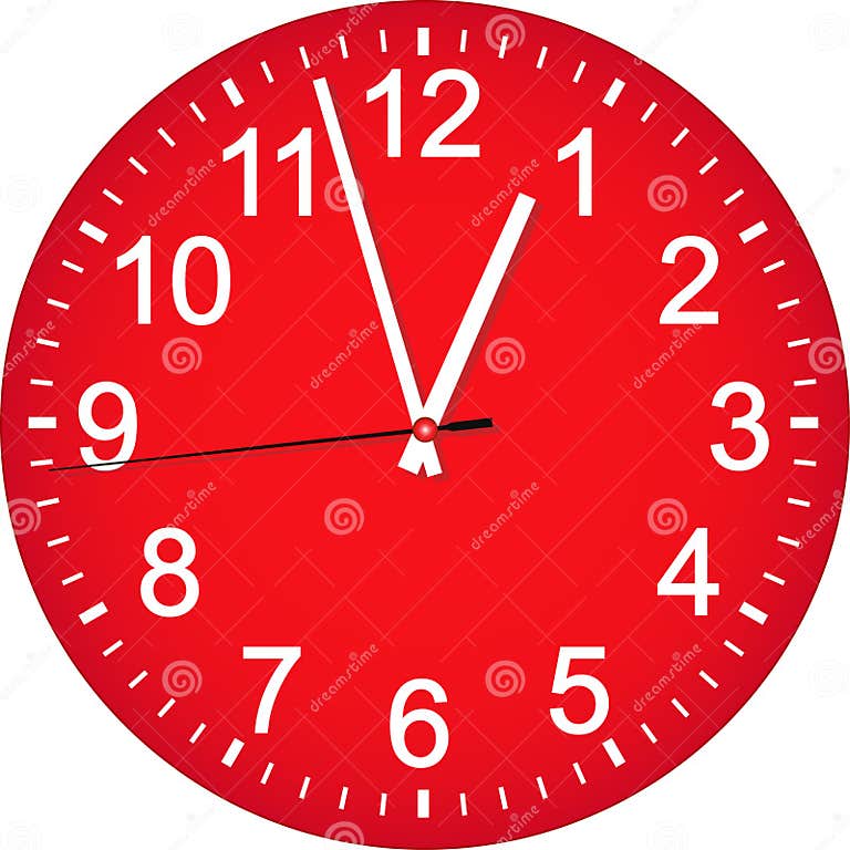 Red clock dial. stock vector. Illustration of office - 81942178
