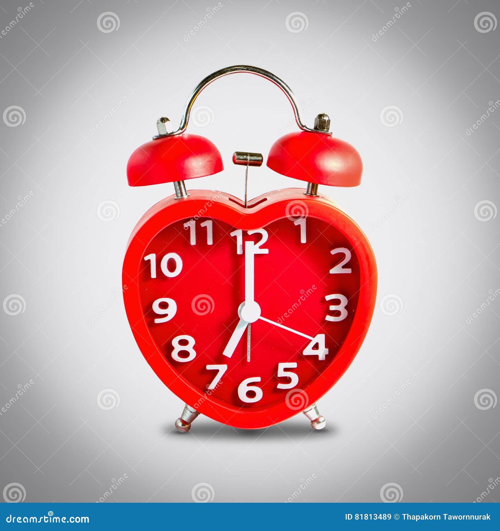 Red Clock Double Bell Mark at Seven O`clock Stock Image - Image of noon ...