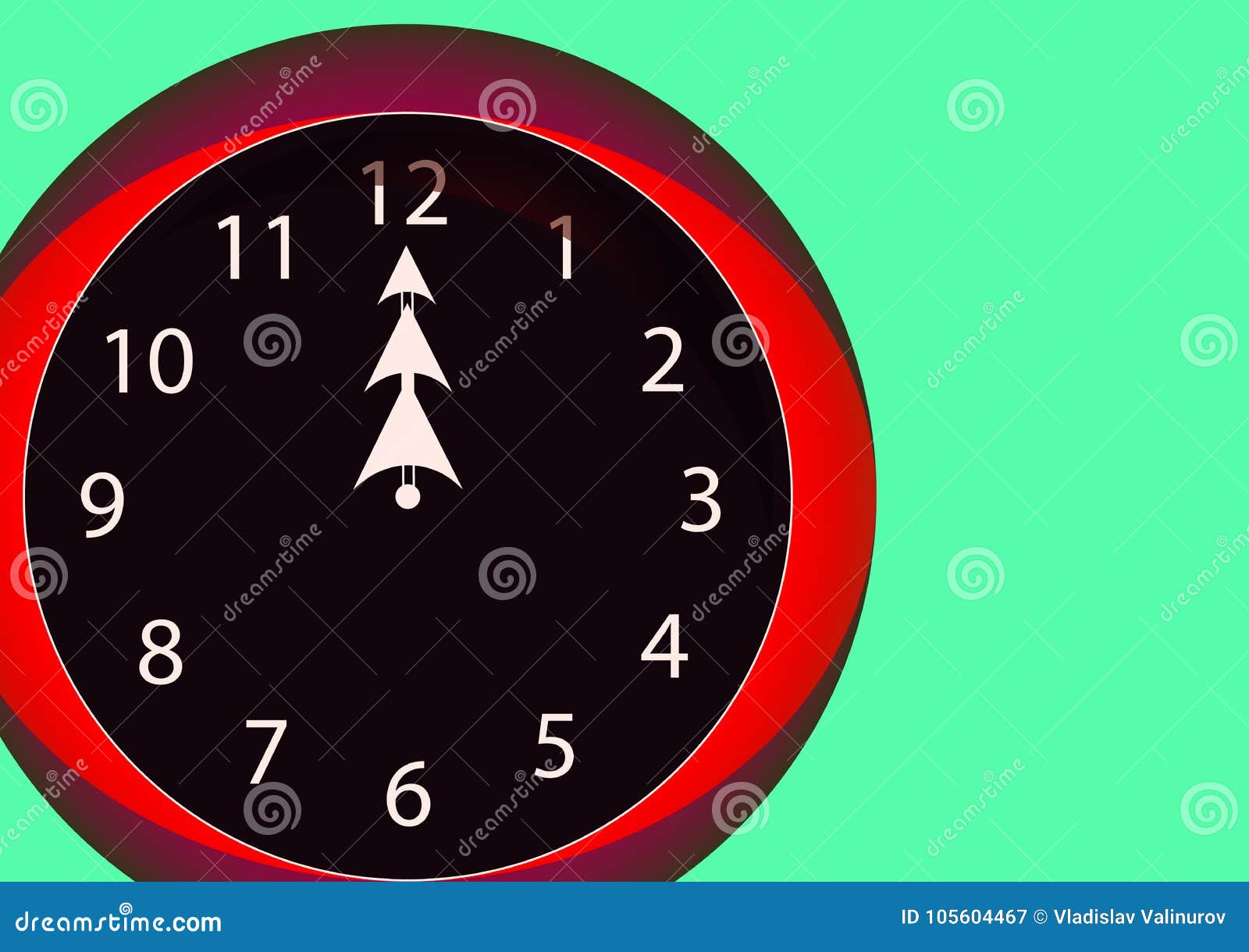 Red Clock Hands for Twelve Hours Stock Illustration - Illustration of ...