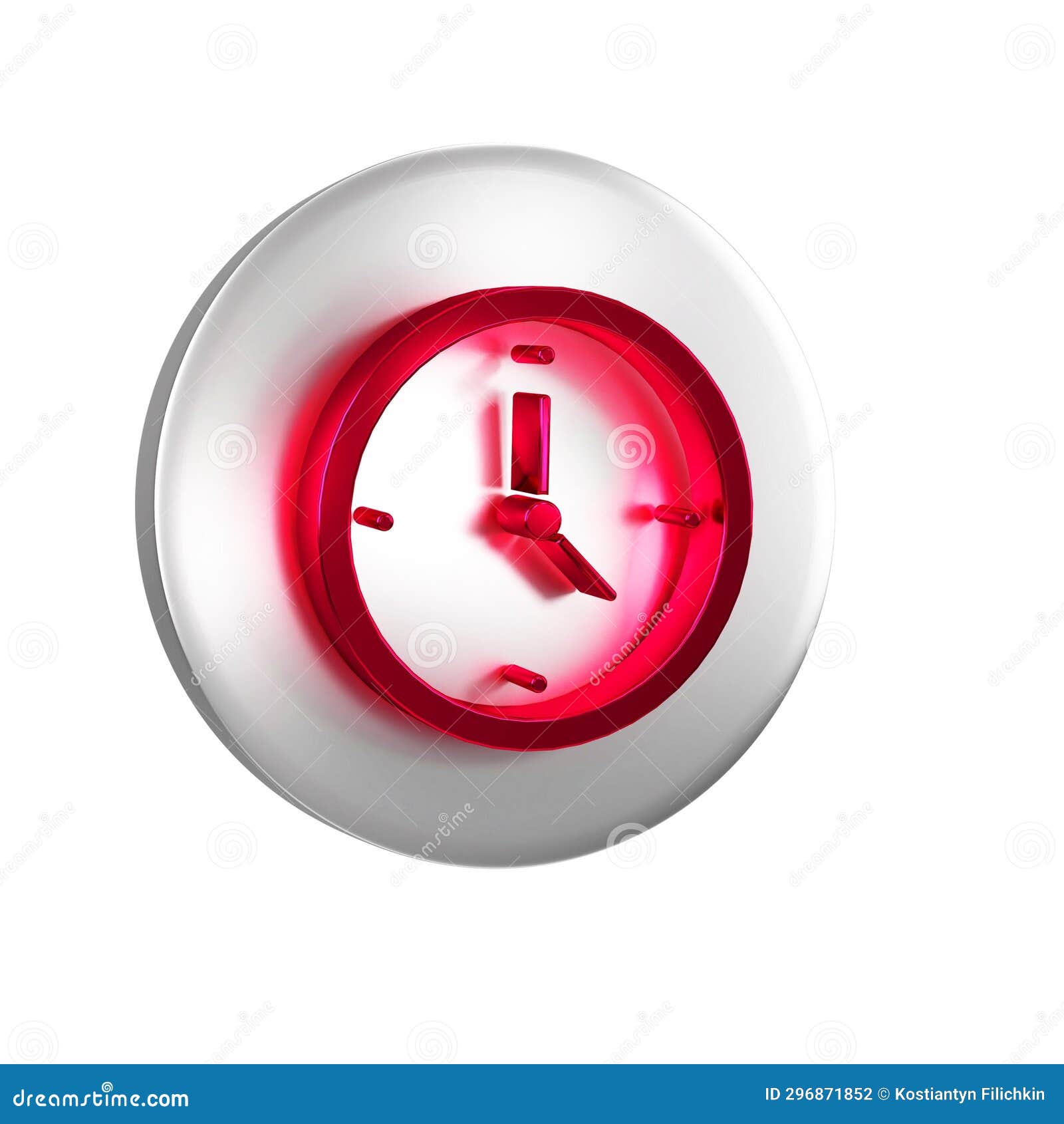 Red Clock Icon Isolated on Transparent Background. Time Symbol. Silver ...