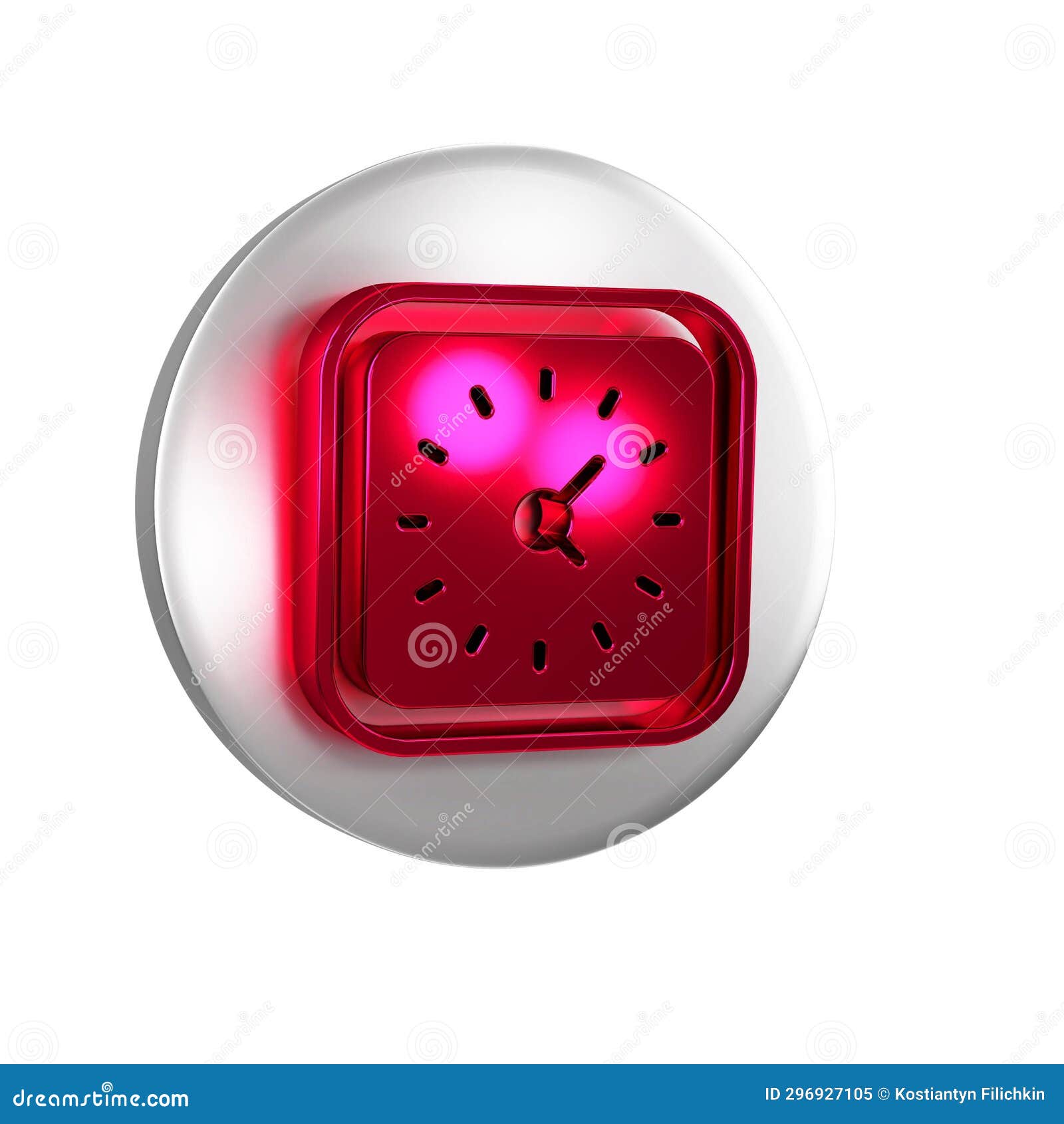 Red Clock Icon Isolated on Transparent Background. Time Symbol. Silver ...