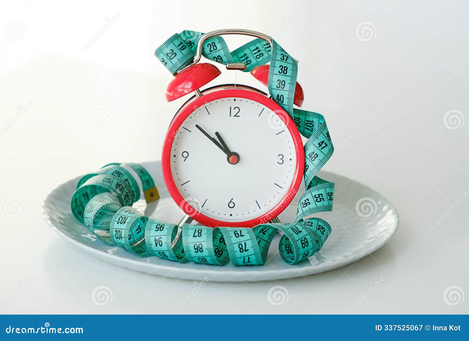 A Red Clock on the Plate and Tape Measure, Intermittent Fasting Diet ...