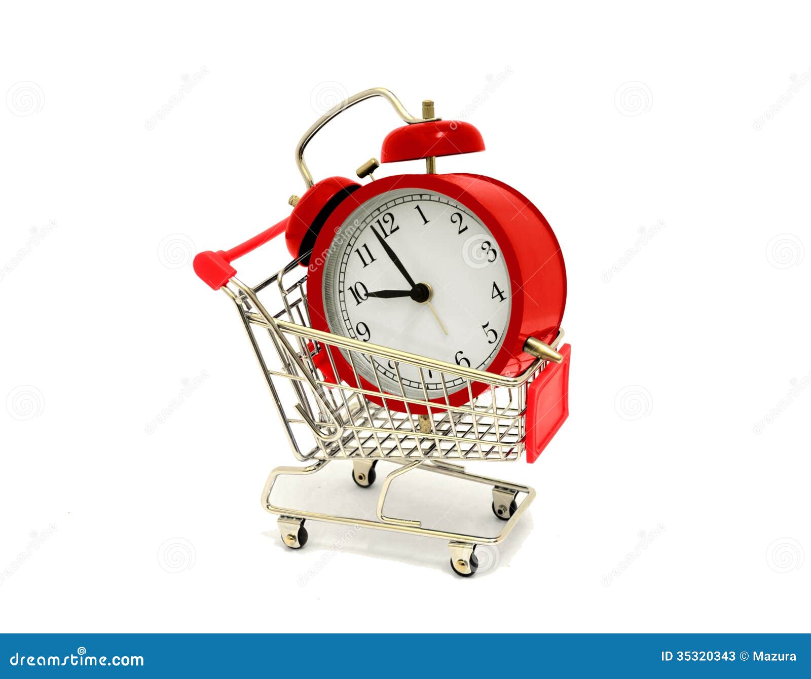 Red Clock and Shopping Cart Stock Image - Image of background, circle ...