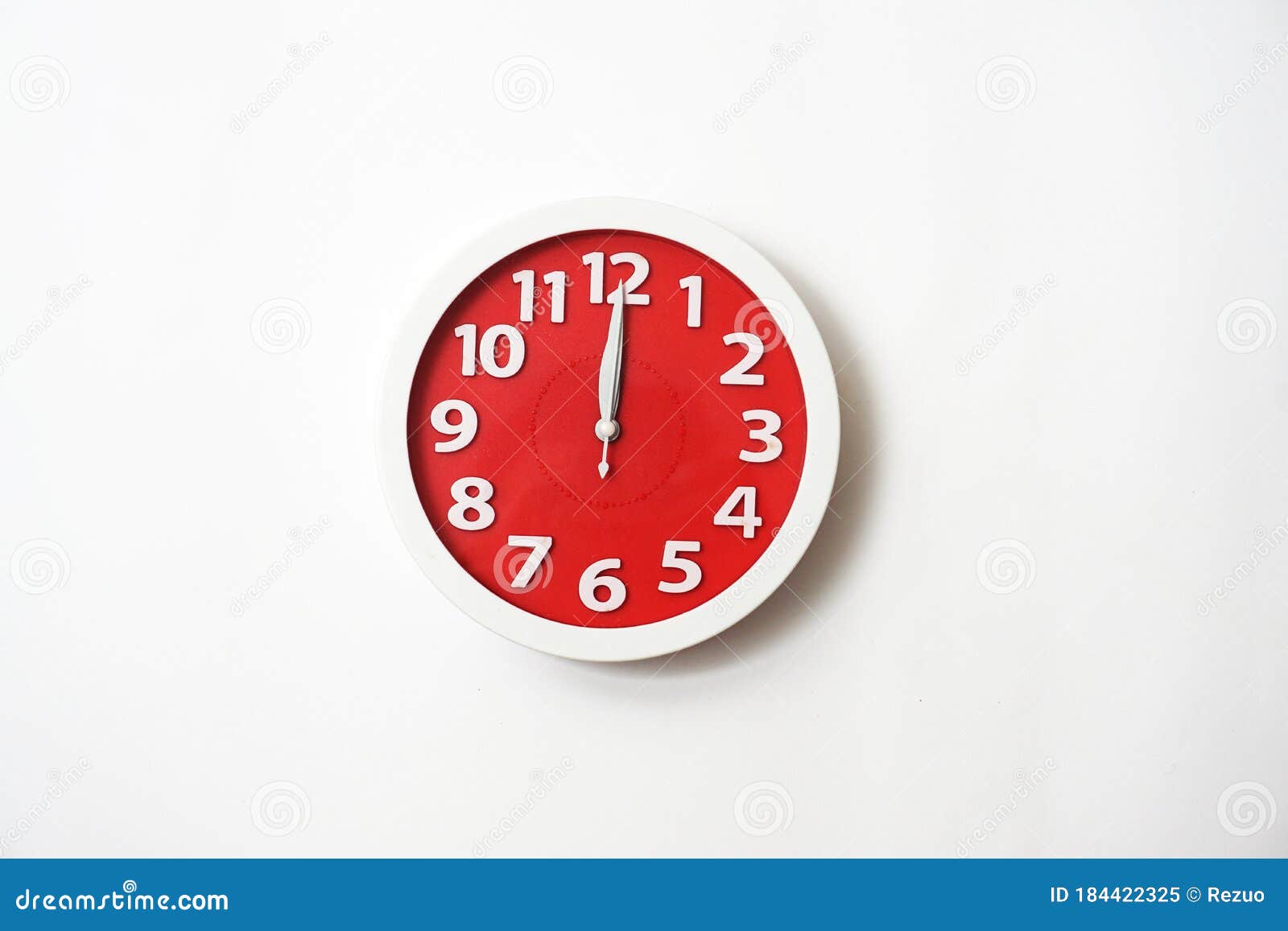 The Red Clock Shows 12 O`clock. Stock Image - Image of office, measure ...