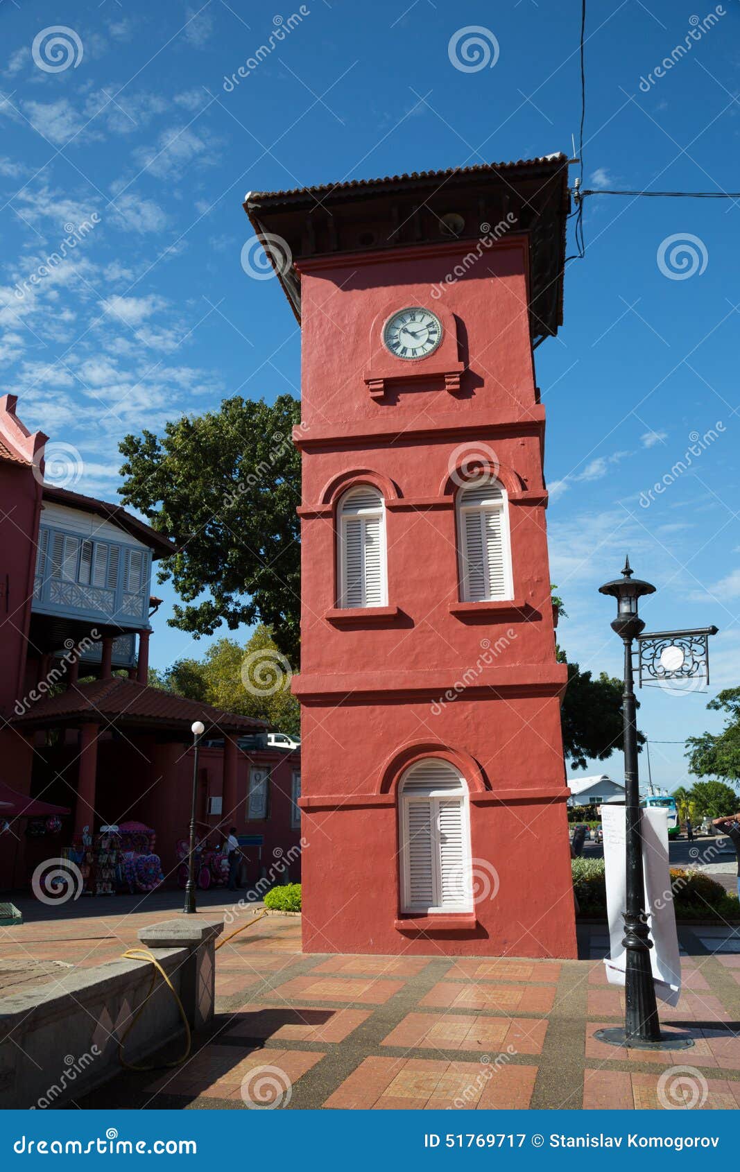 Red Clock Tower in Malacca stock image. Image of religion - 51769717