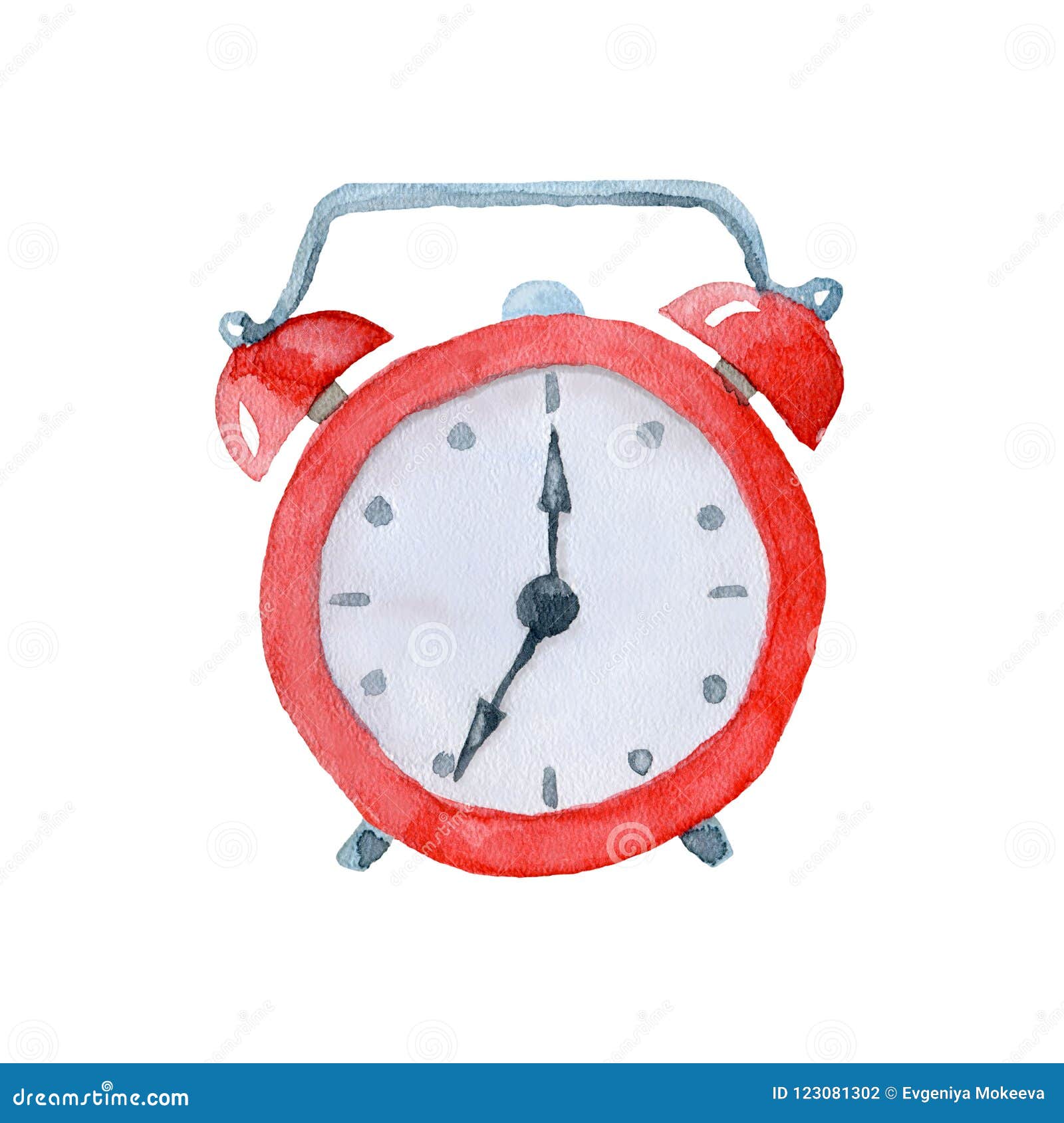 Red Clock On White Background. Stock Illustration - Illustration of ...