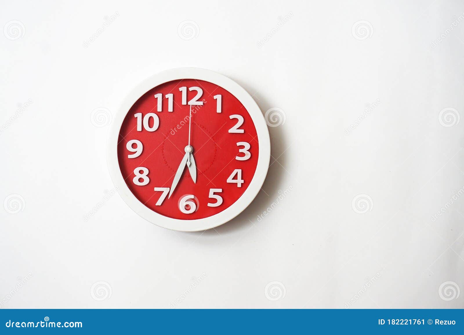 Red Clock with White Background Stock Image - Image of business ...