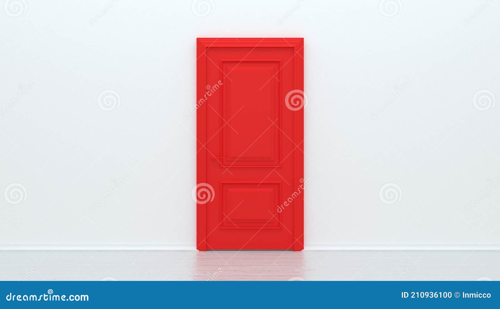 Red Closed Door on White Background. Frame on White Wall in the Empty ...