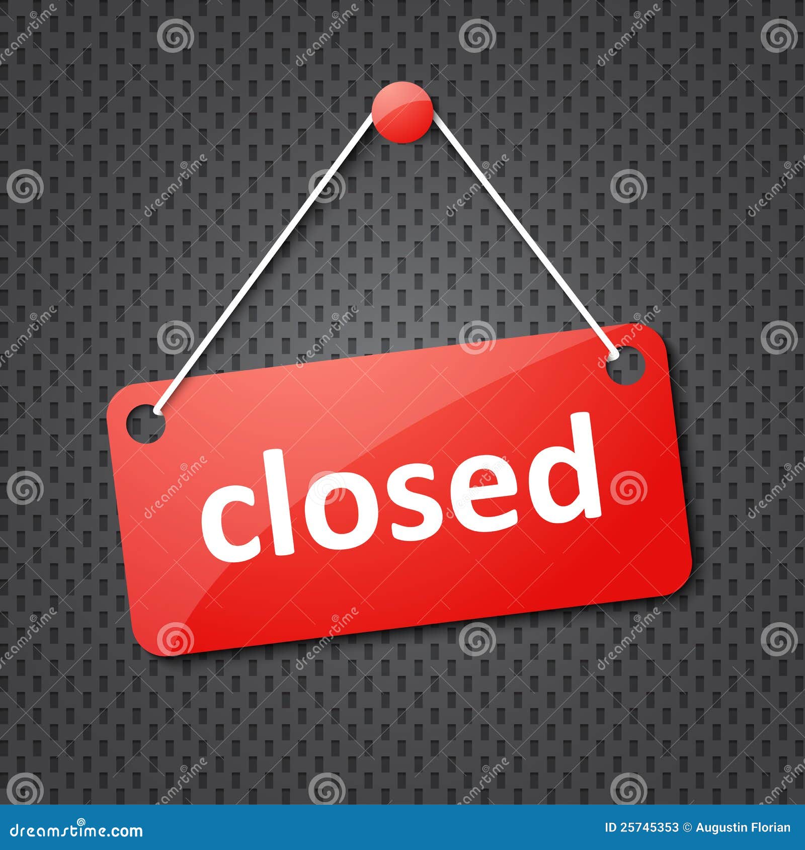 Red closed hanging sign stock vector. Illustration of plastic - 25745353