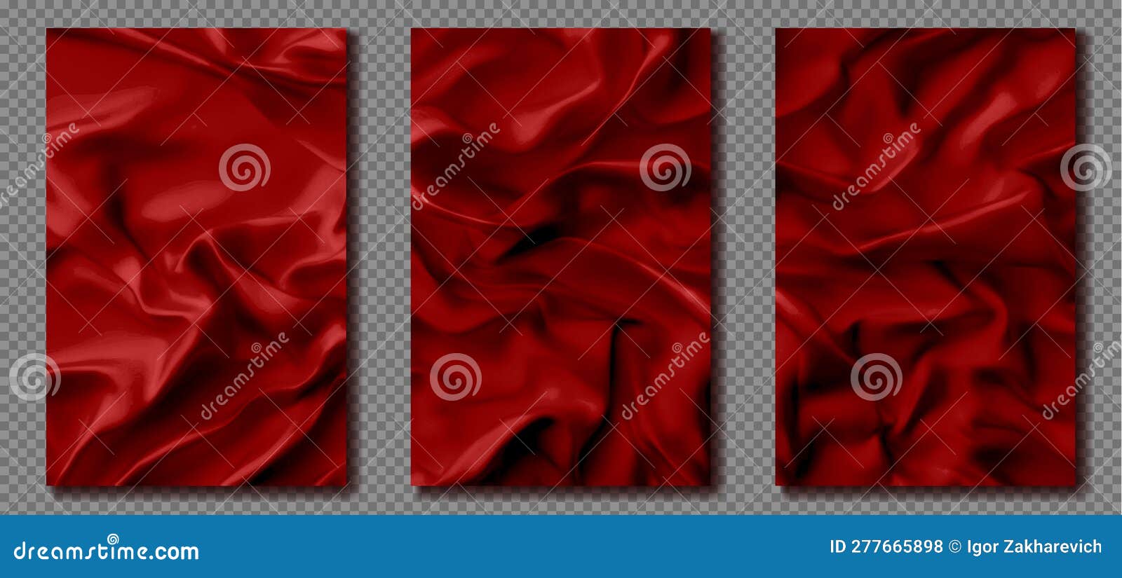 Red Cloth. 3d Realistic Textures, Vector Set. Isolated on Transparent ...