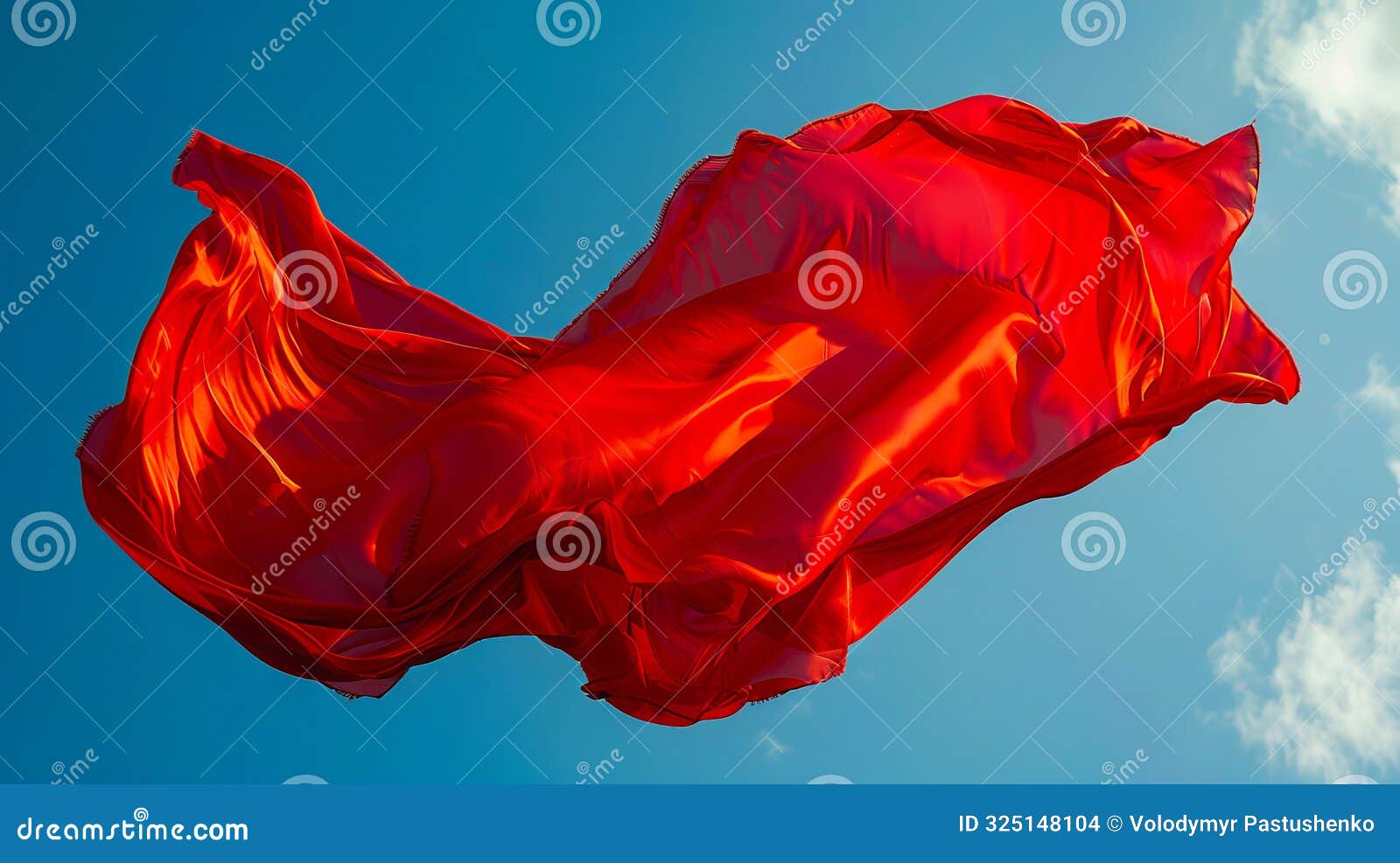 A Red Cloth Flying in the Air Stock Photo - Image of blue, wave: 325148104