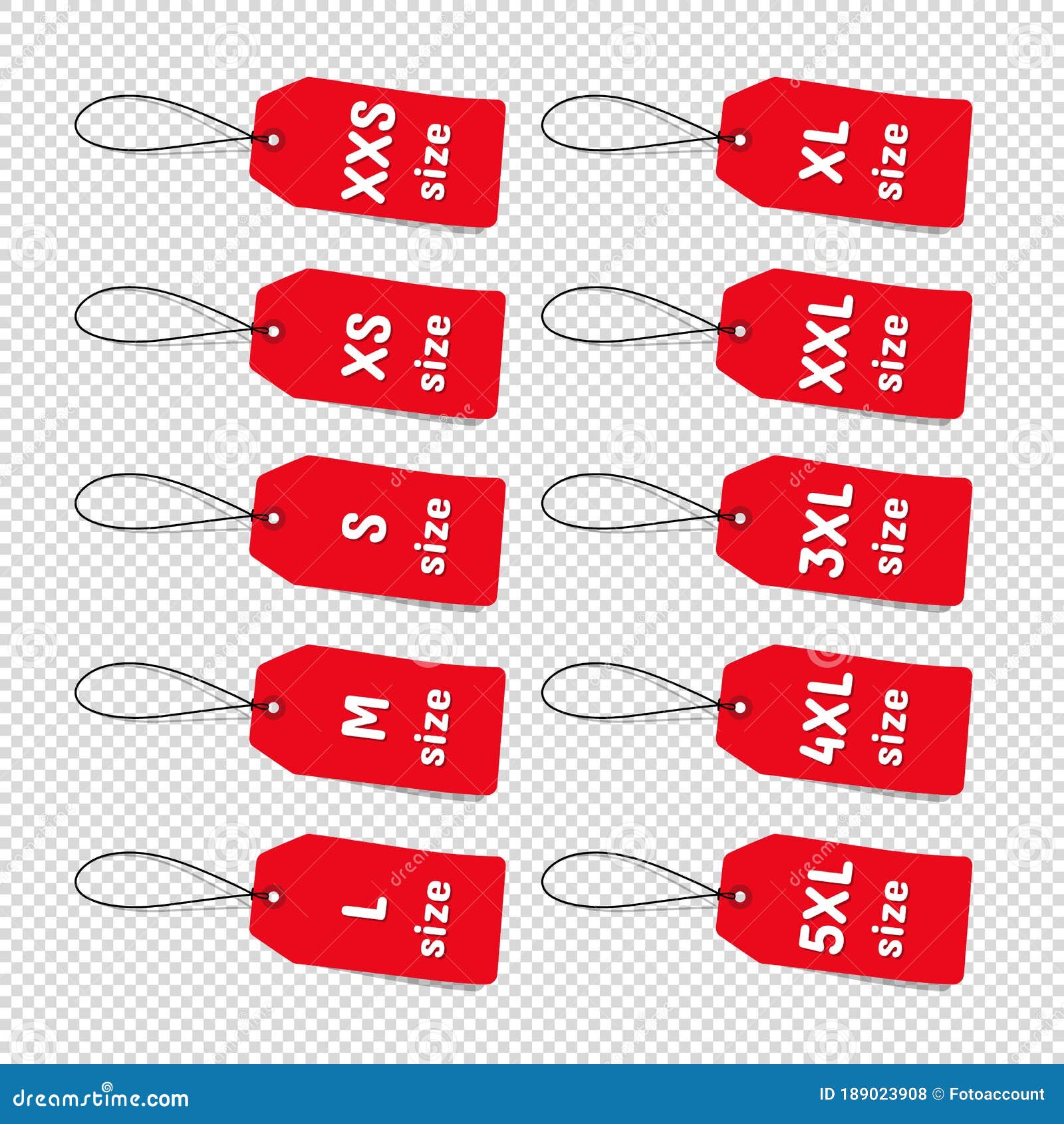 Red Clothing Size Labels - Vector Illustrations - Isolated on ...
