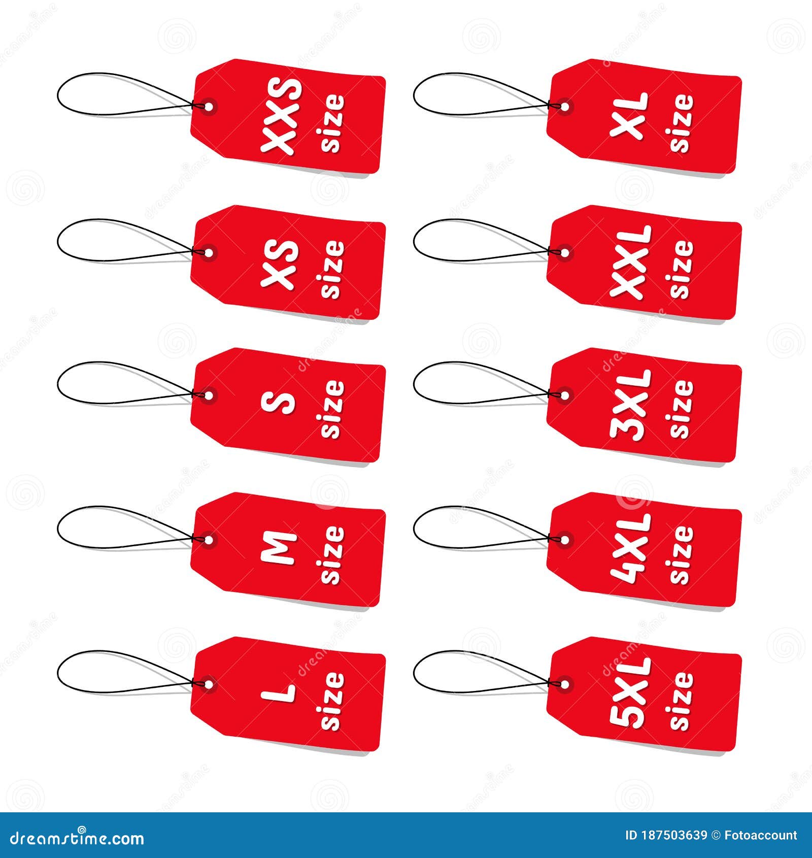 Red Clothing Size Labels - Vector Illustrations - Isolated on White ...