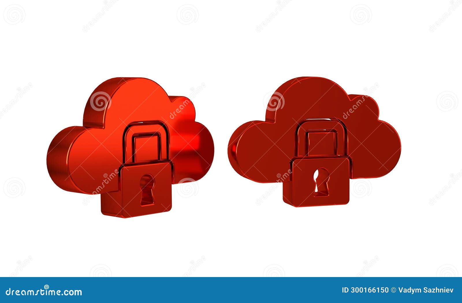 Red Cloud Computing Lock Icon Isolated on Transparent Background ...