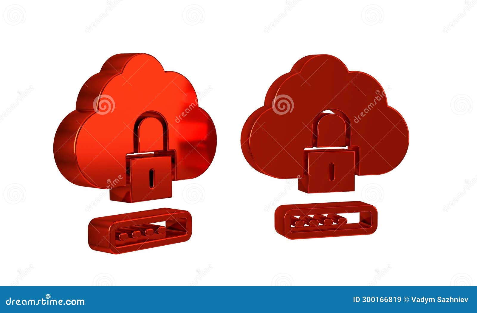 Red Cloud Computing Lock Icon Isolated on Transparent Background ...