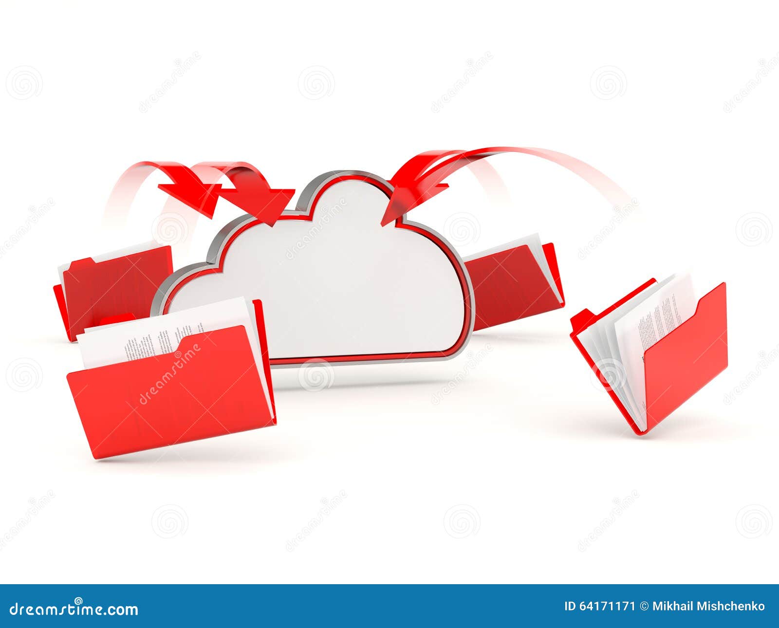Red Cloud Drive Icon with Folders Stock Illustration - Illustration of ...