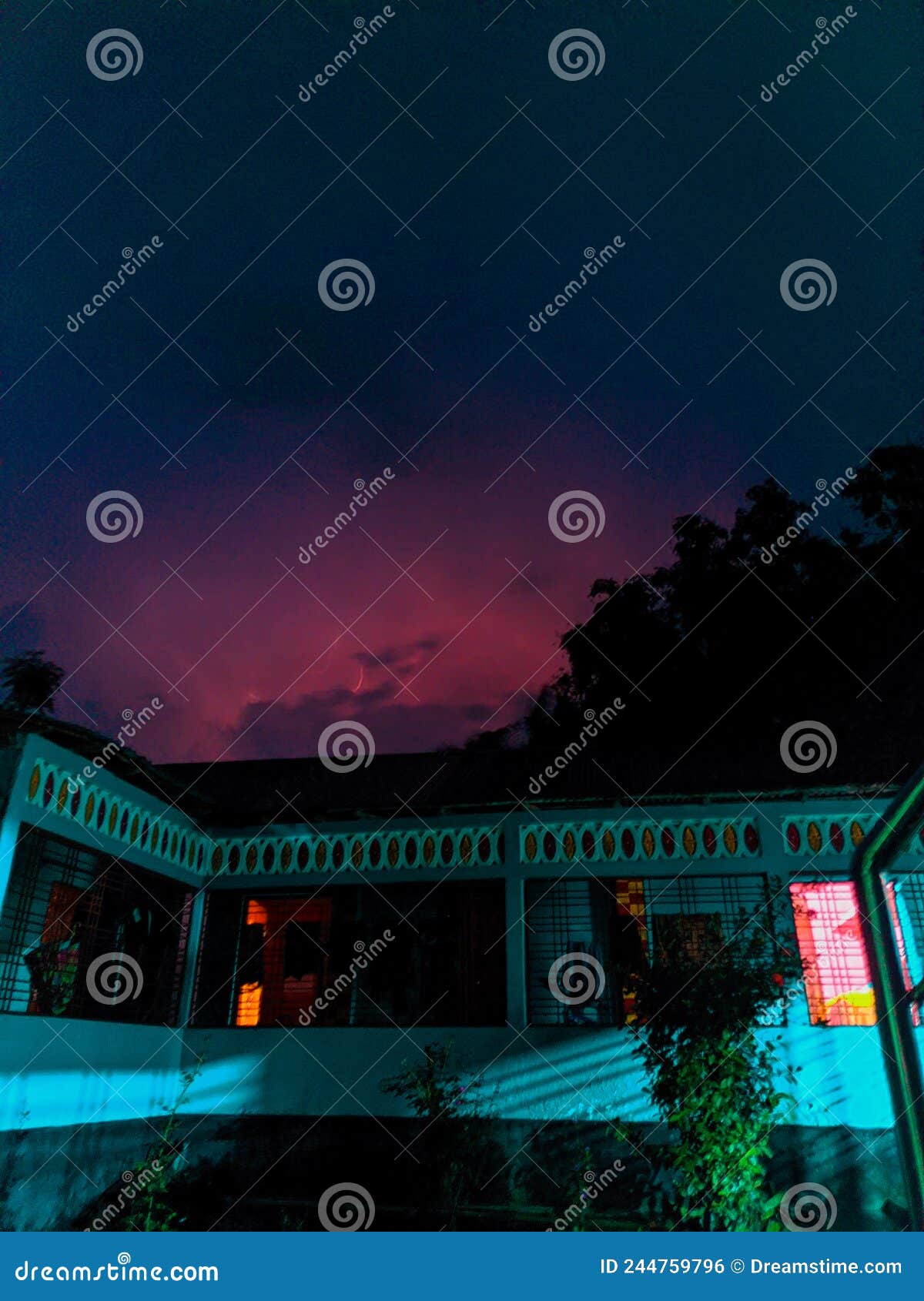 Red Cloud Night Time stock photo. Image of house, cloud - 244759796