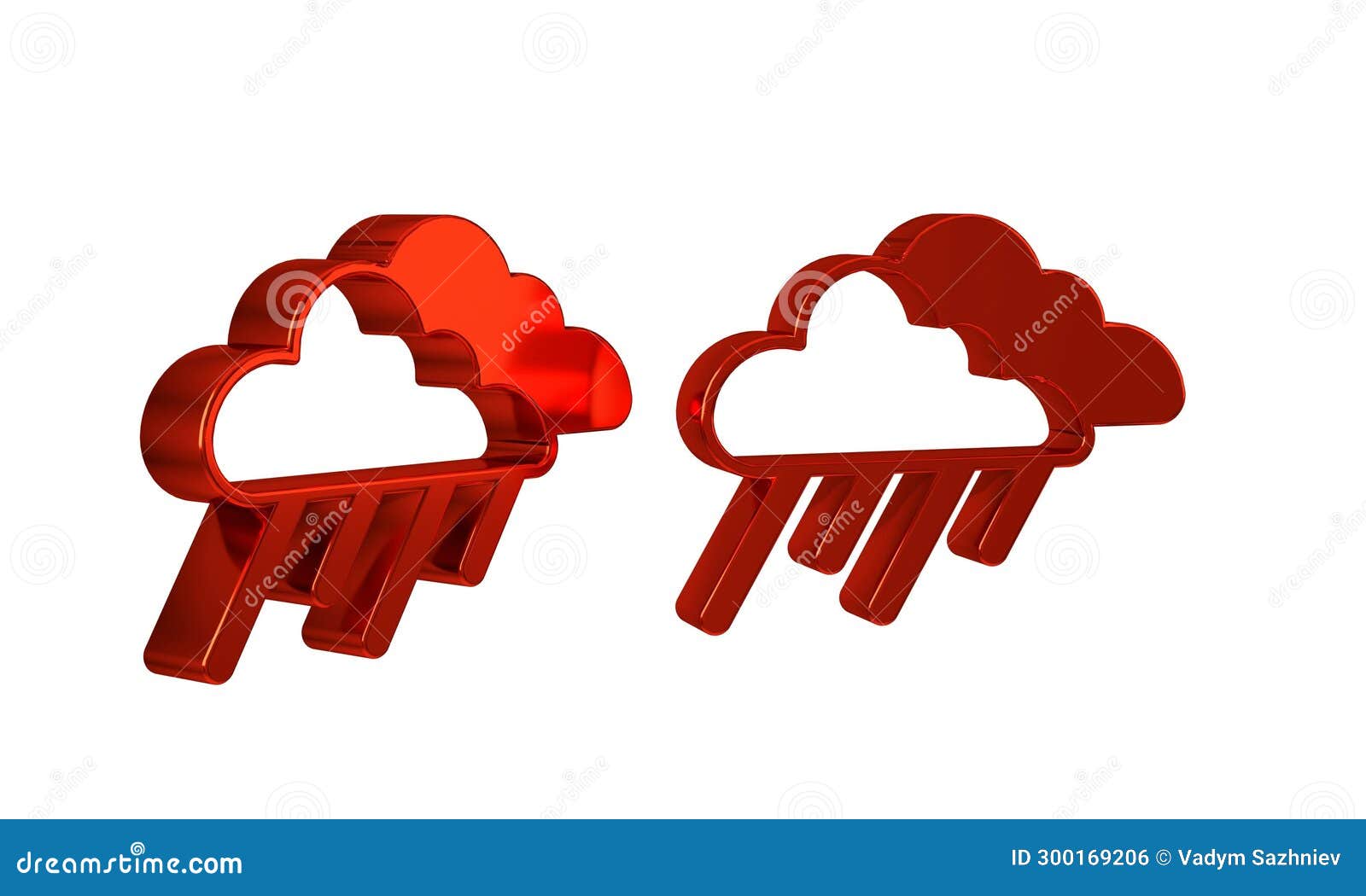Red Cloud with Rain Icon Isolated on Transparent Background. Rain Cloud ...