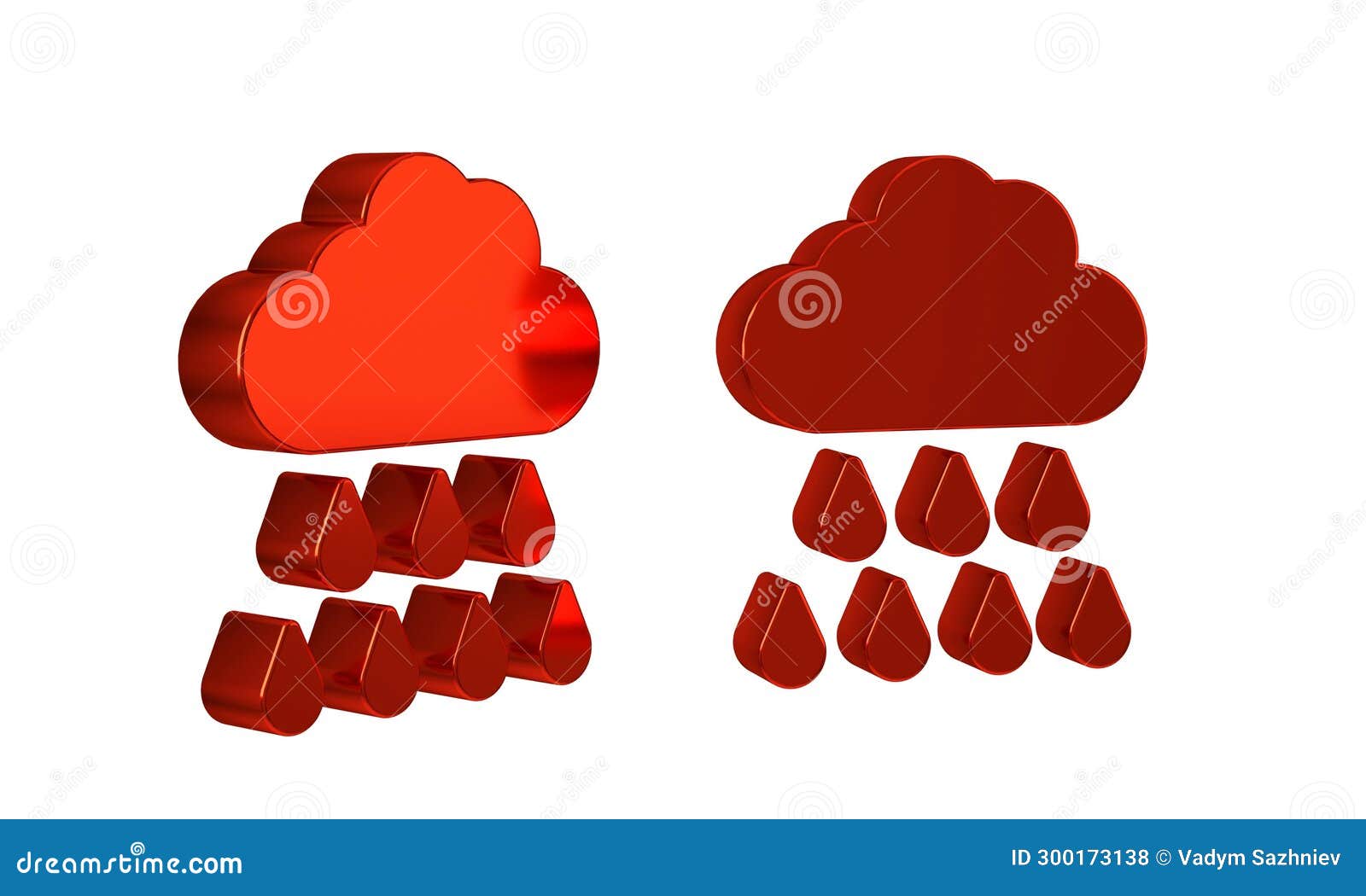 Red Cloud with Rain Icon Isolated on Transparent Background. Rain Cloud ...
