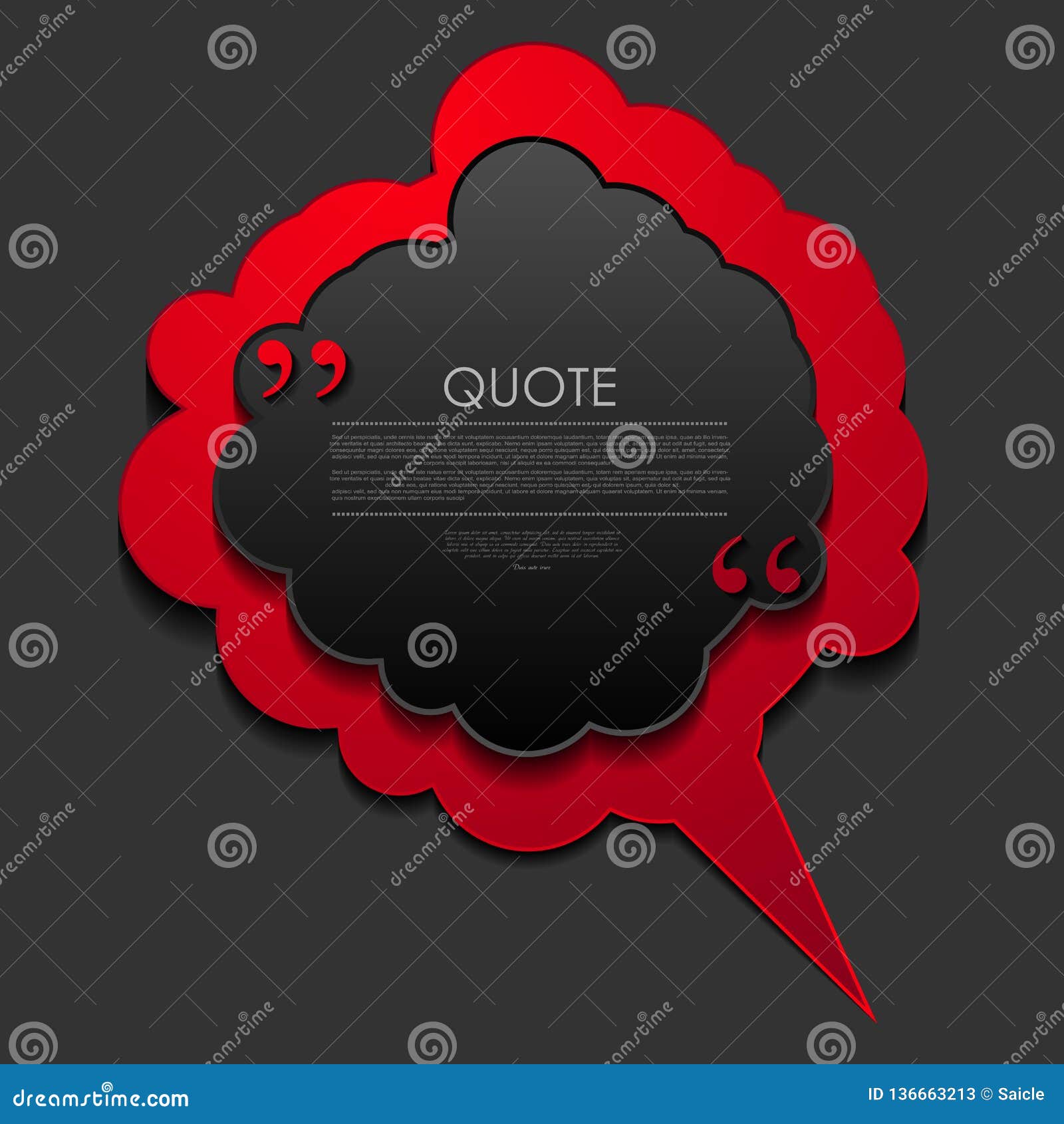 Red Cloud Speech Bubble with Commas, Quote Background Stock Vector ...
