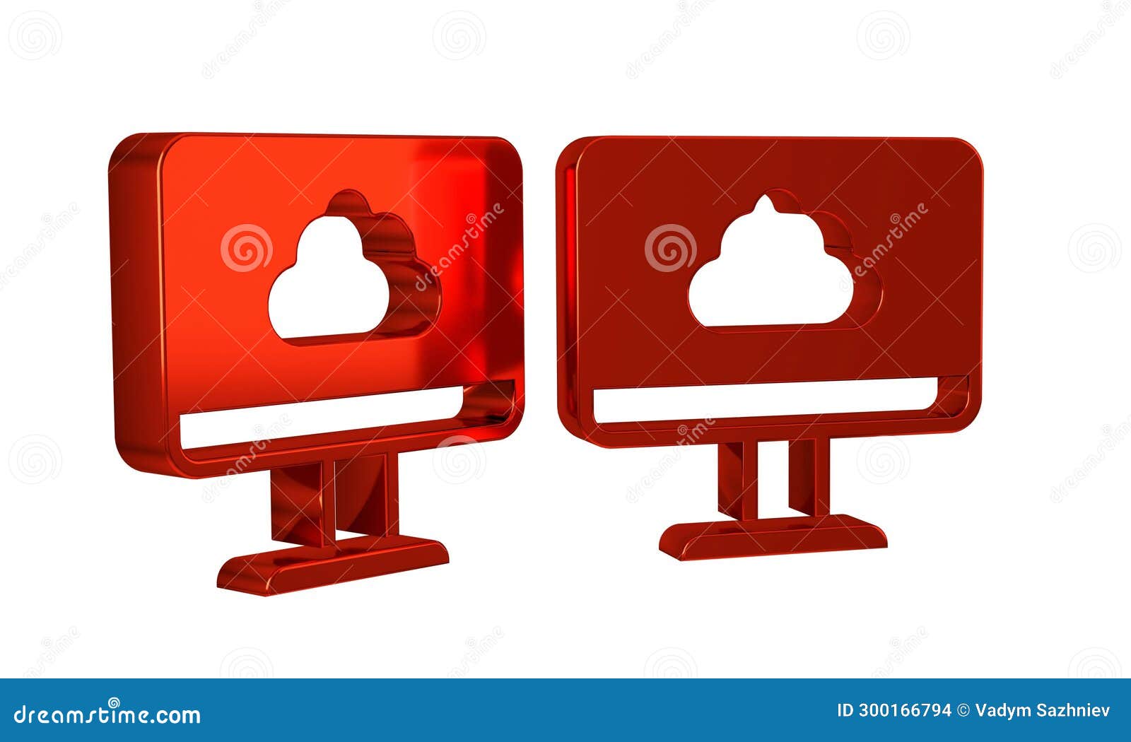 Red Cloud Technology Data Transfer and Storage Icon Isolated on ...