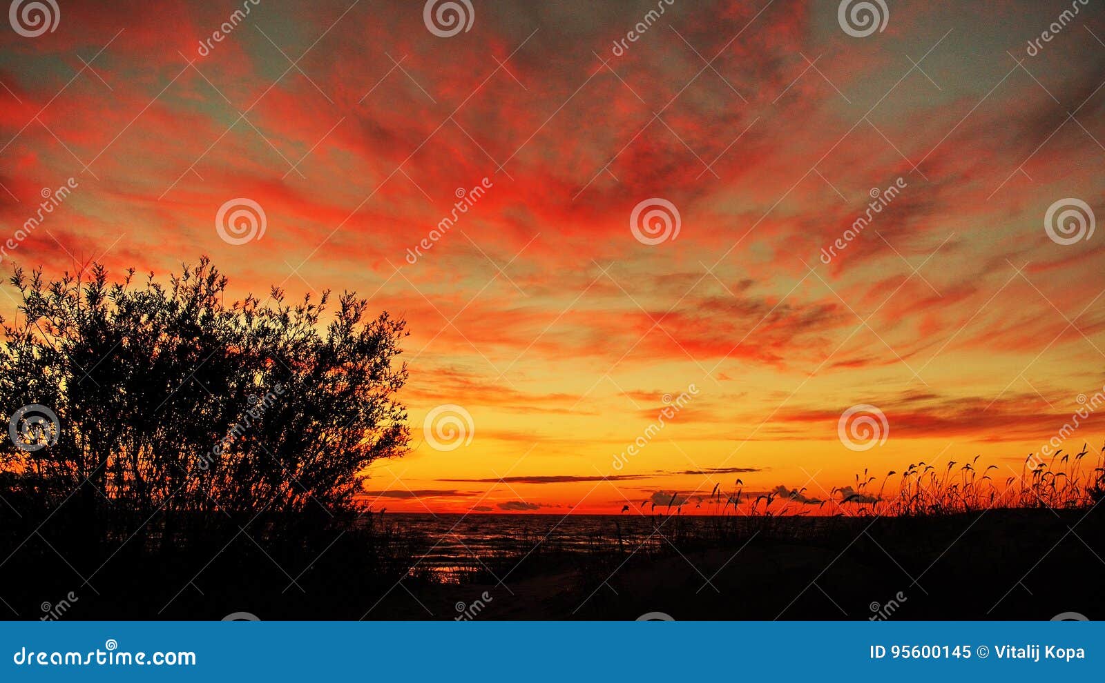 Red clouds after sunset stock image. Image of nature - 95600145