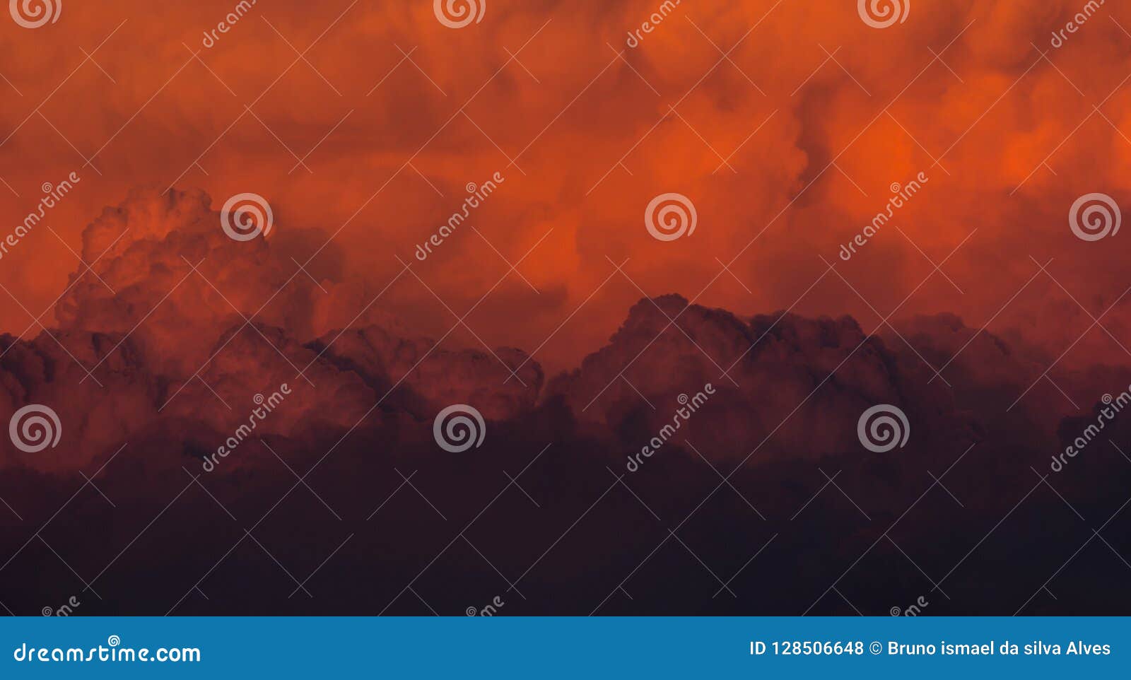 Red Cloudy Sunset after a Huge Forest Fire. Stock Photo - Image of ...