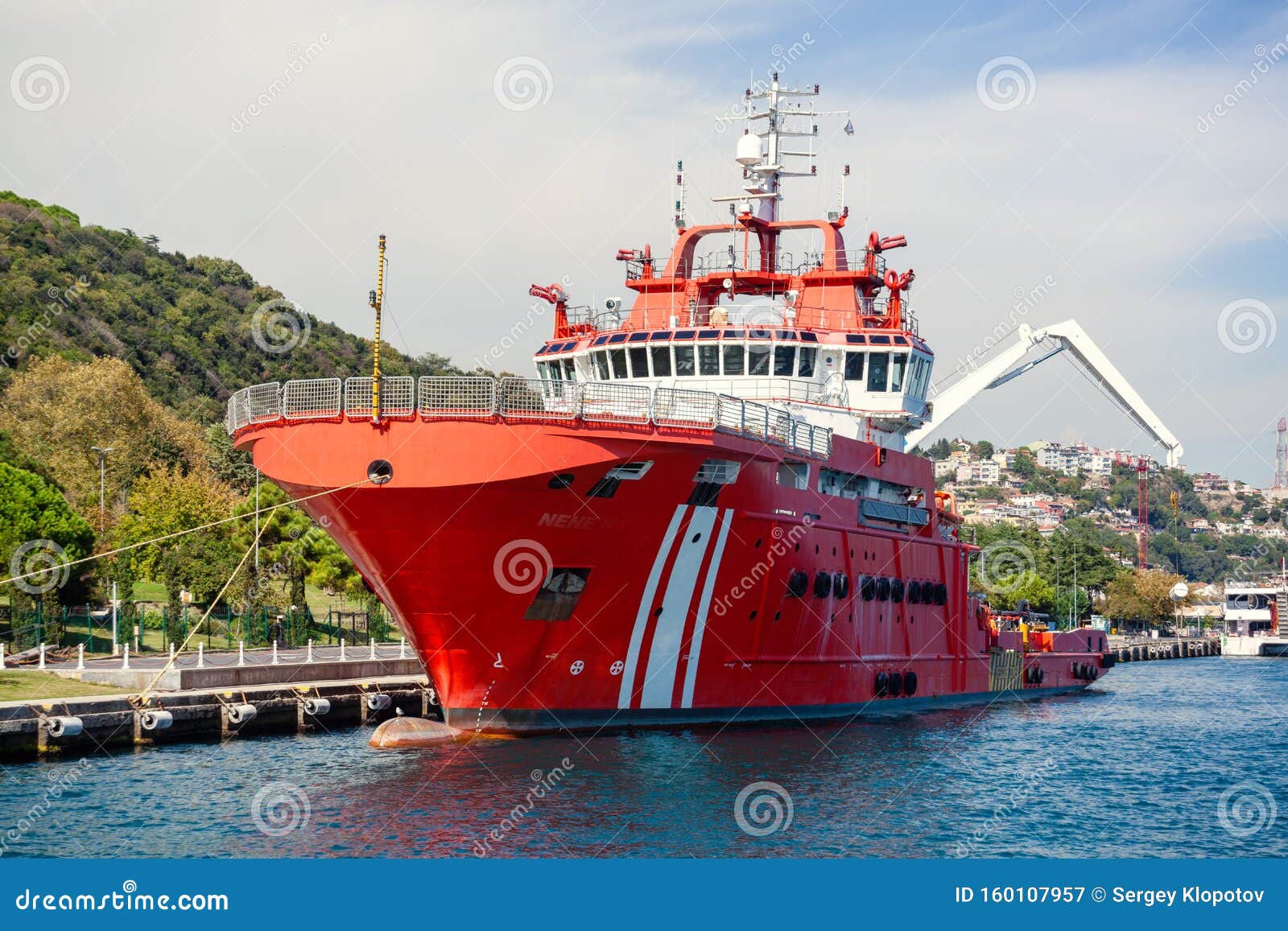 A red coastal fire ship editorial photography. Image of blue - 160107957