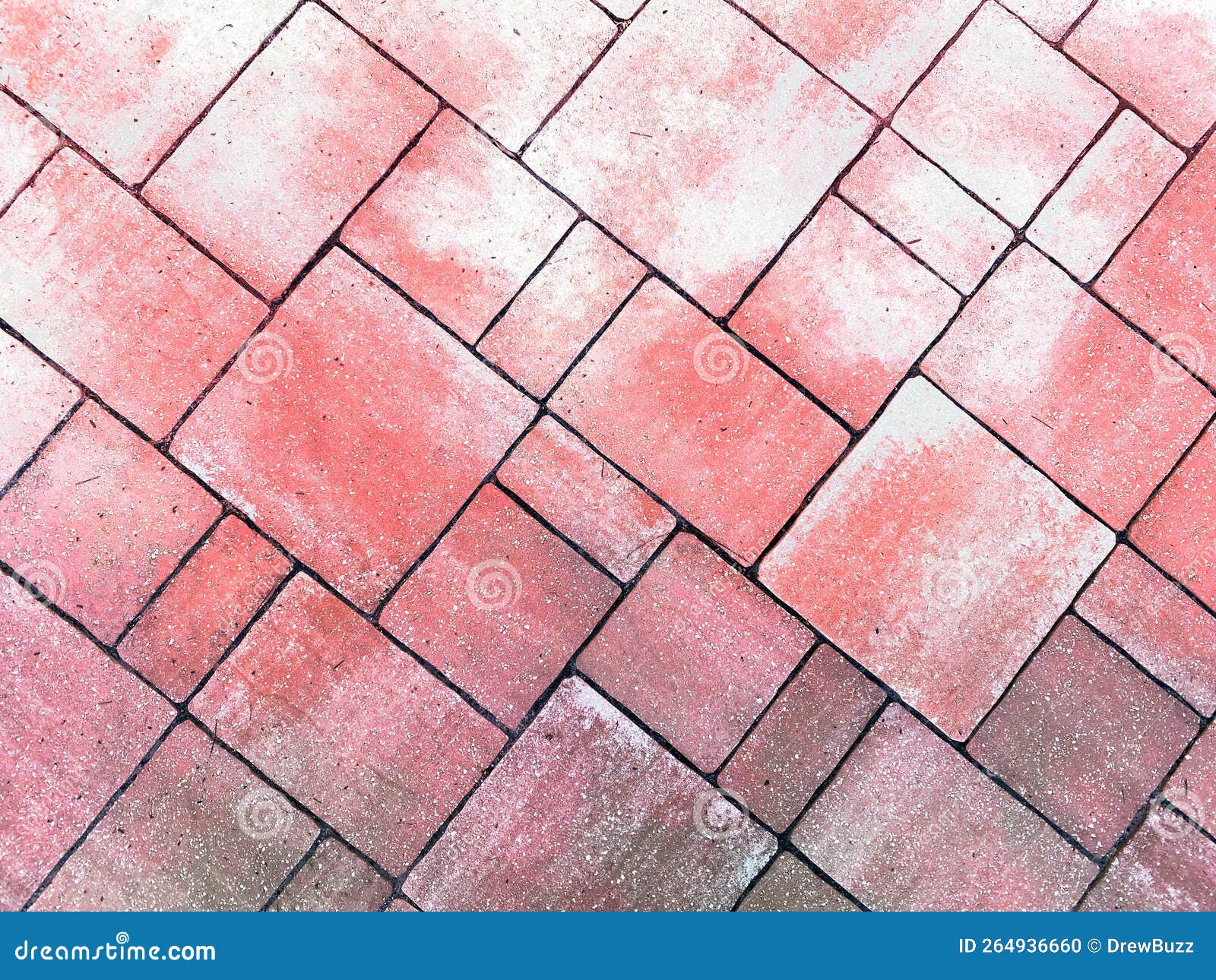 Red Cobblestone Sidewalk Stone Brick Pattern Diagonal Overhead Driveway ...