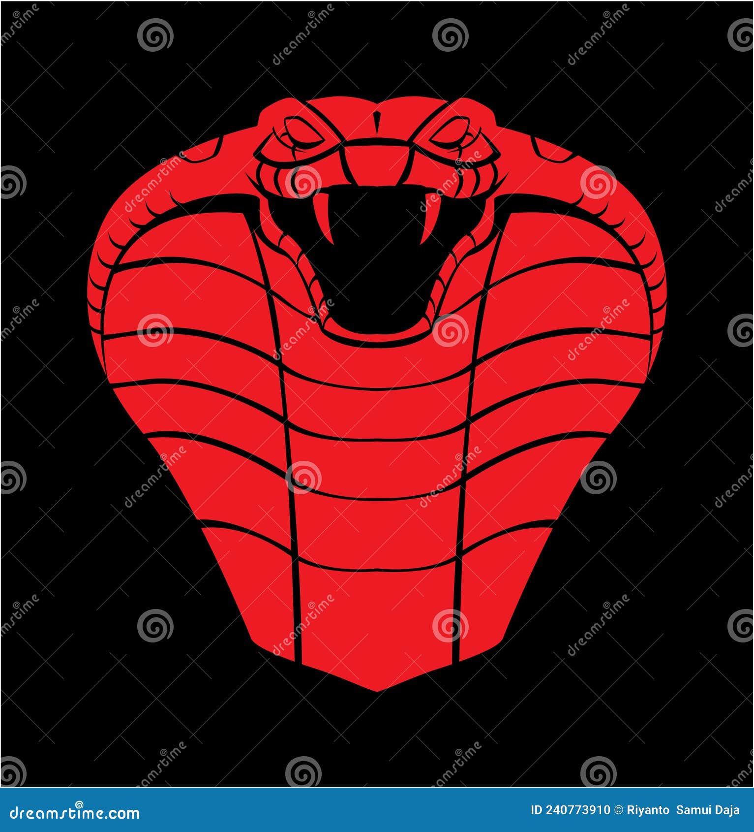 Red Cobra Head on a Black Background Illustration Design Stock ...