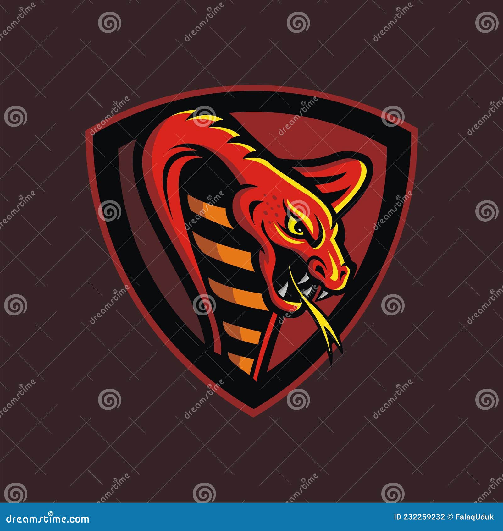 Red cobra mascot in shield stock vector. Illustration of flat - 232259232