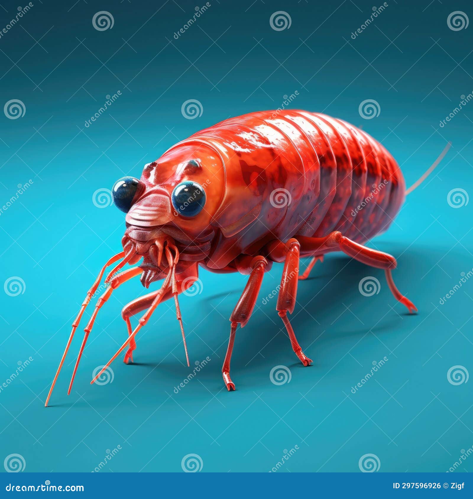 Red Cockroach on Blue Background Stock Illustration - Illustration of ...